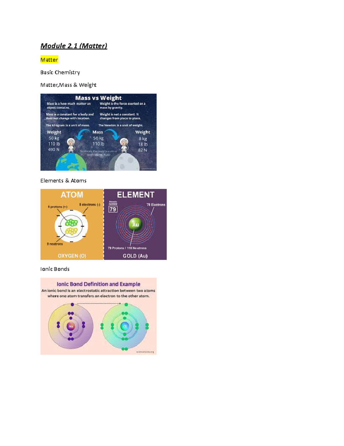 2.1 Matter - Module 2 (Matter) Matter Basic Chemistry Matter,Mass ...