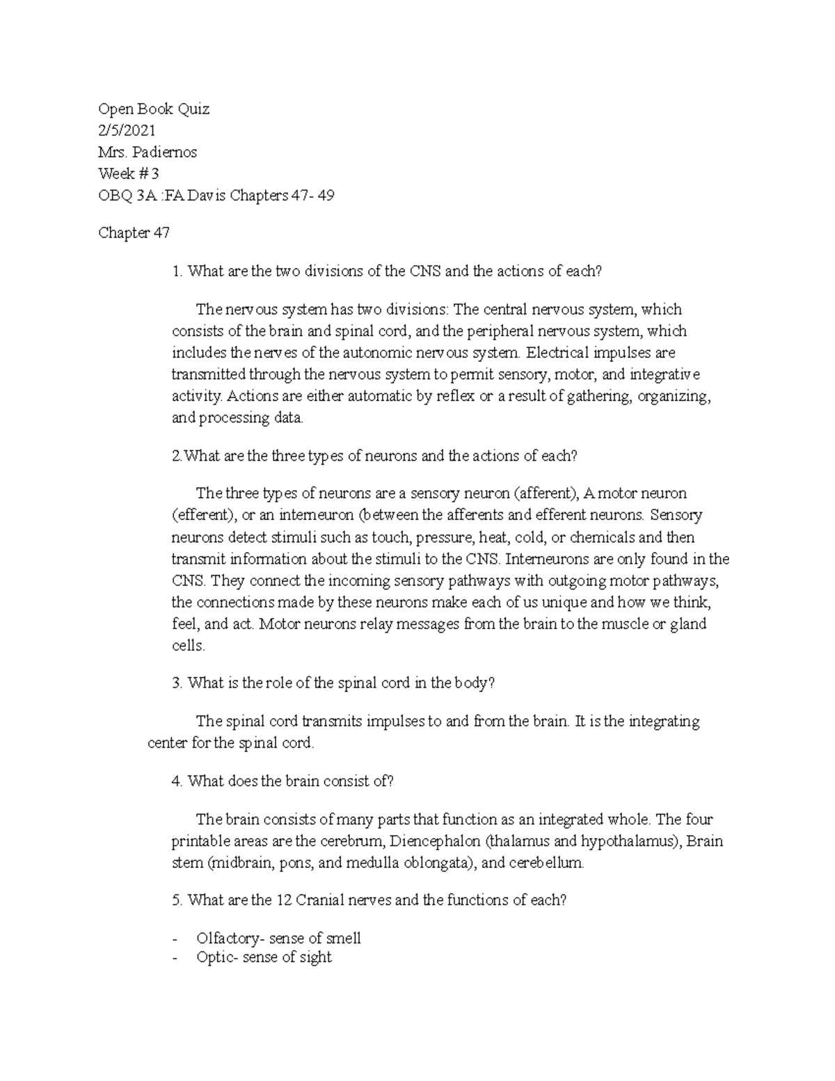 Open Book Quiz #3 - Assignment - MED SURG 102 - Lincoln Tech - Studocu