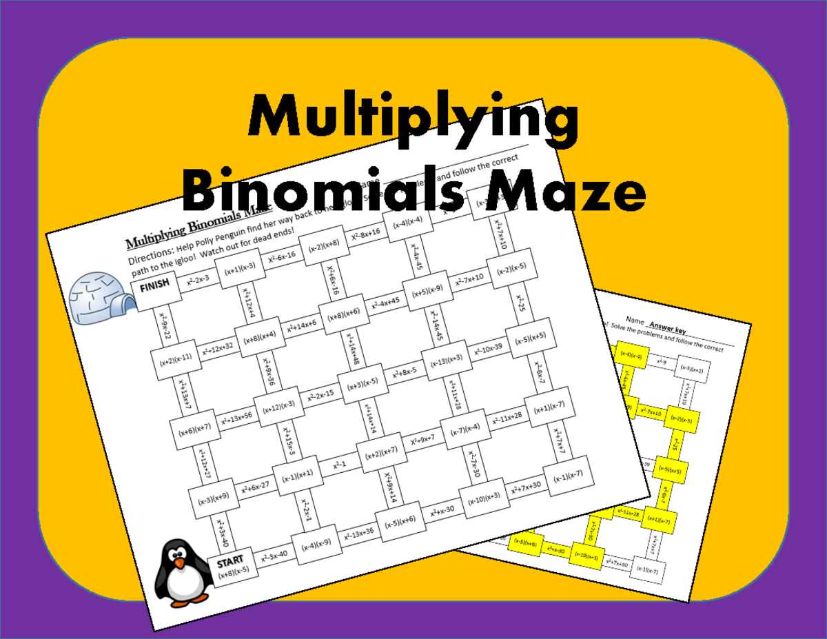 Multiplying binomials foil maze - MultiplyingBinomials Maze START(x-4 ...