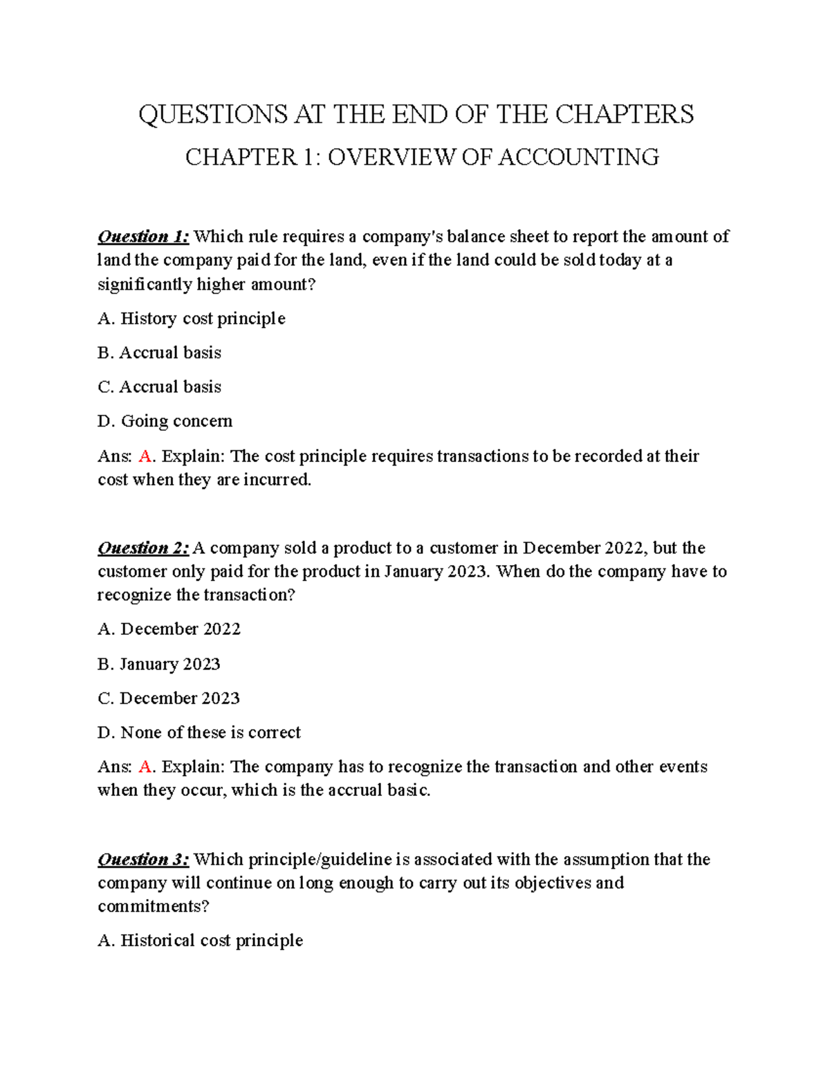 Questions AT THE END OF THE Chapters 1,2 AND 3 - QUESTIONS AT THE END ...