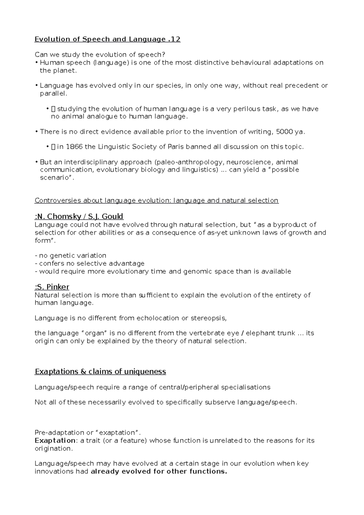 12. evolution of speech and language - Evolution of Speech and Language ...