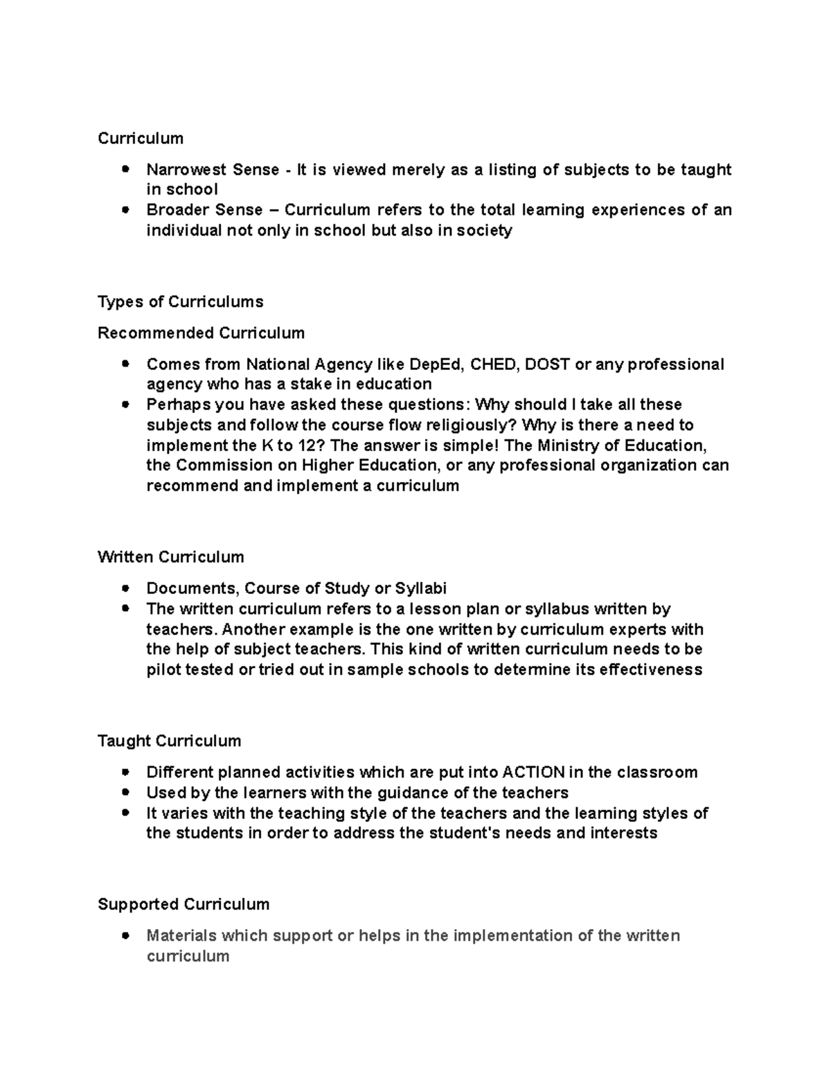 Types Of Curriculums - Curriculum Narrowest Sense - It is viewed merely ...