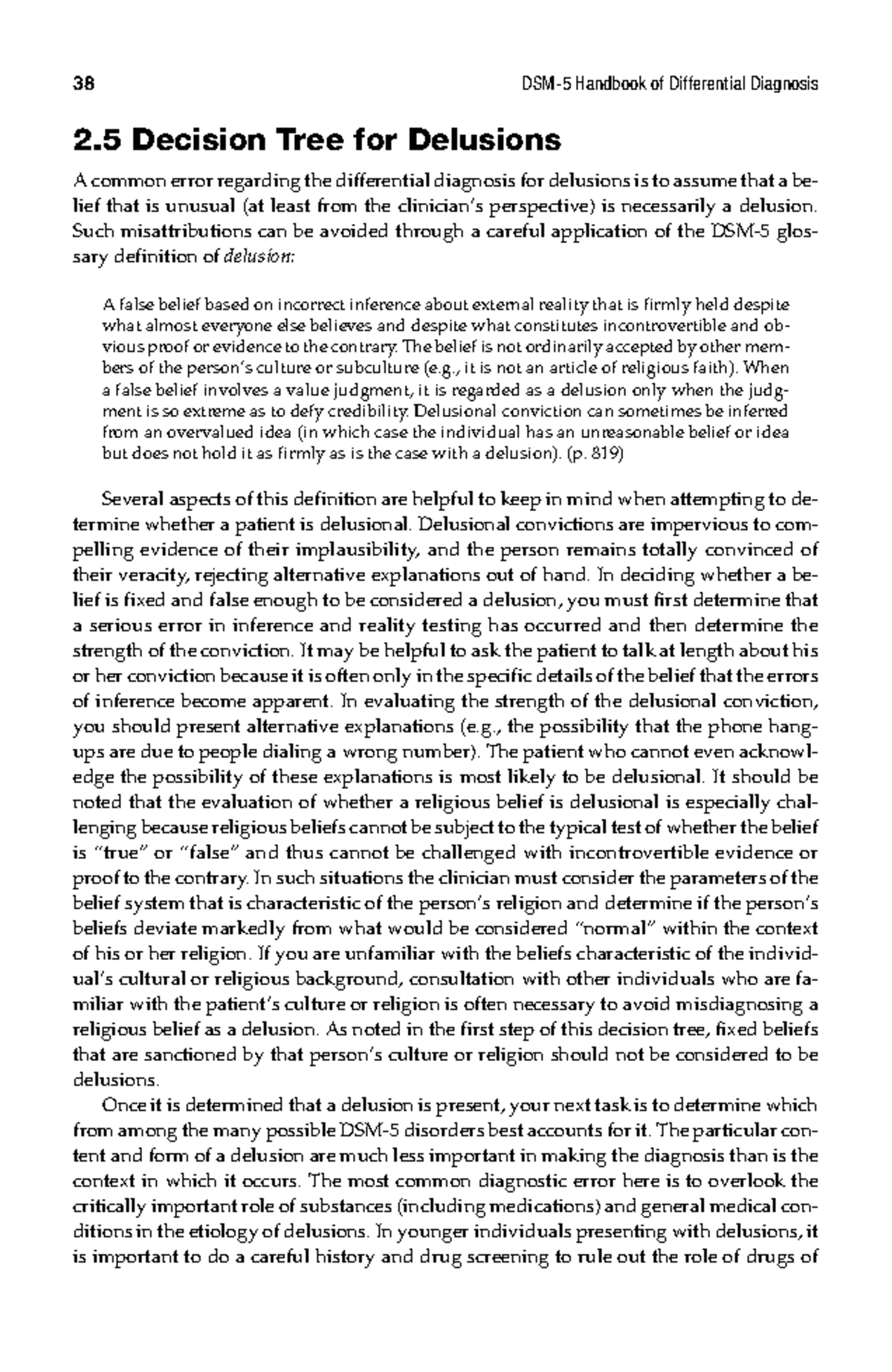 Decision Tree for Delusions - Such misattributions can be avoided ...