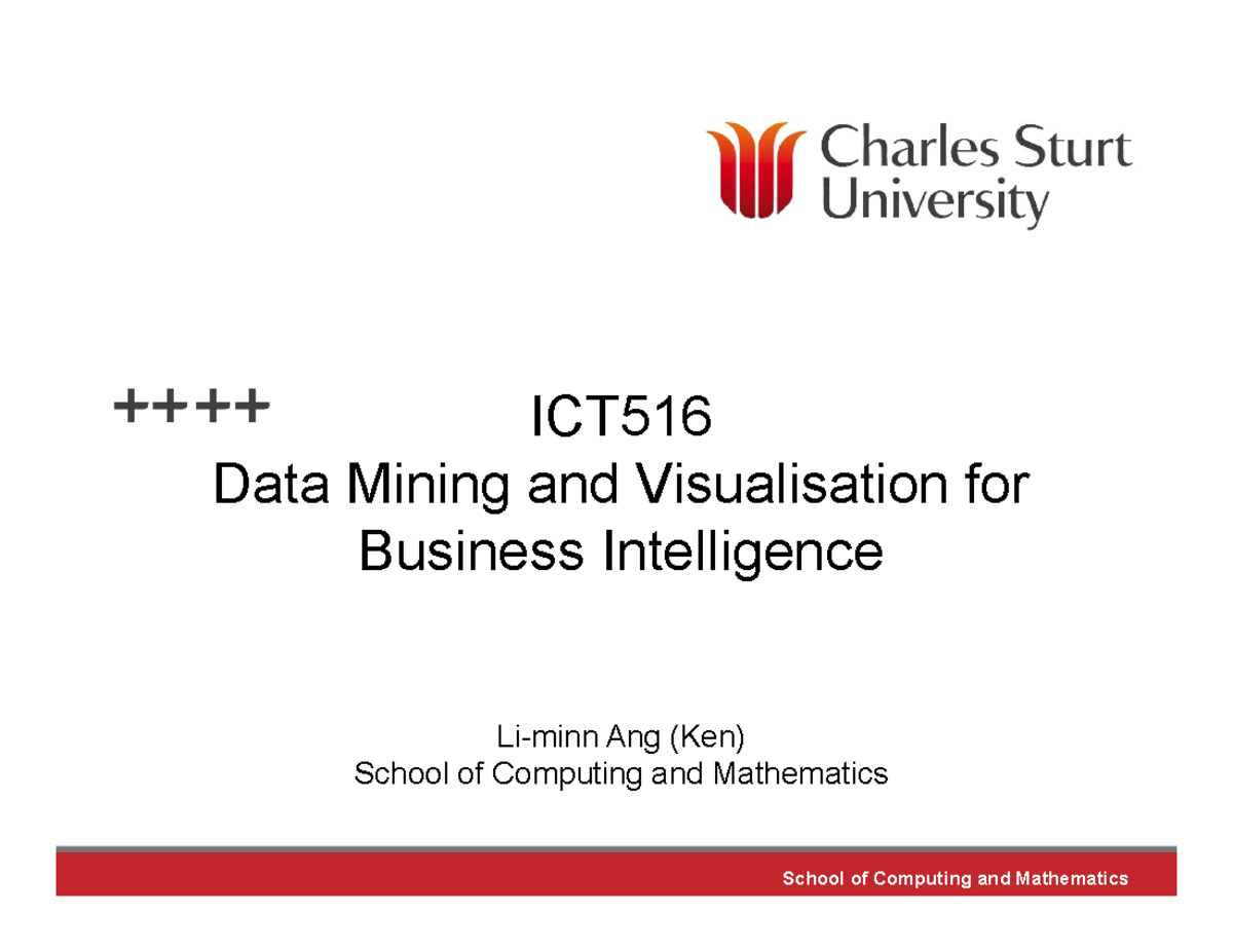 Chapter 1 - ITC516 Data mining - Warning: TT: undefined function: 32 ICT Data Mining and - Studocu