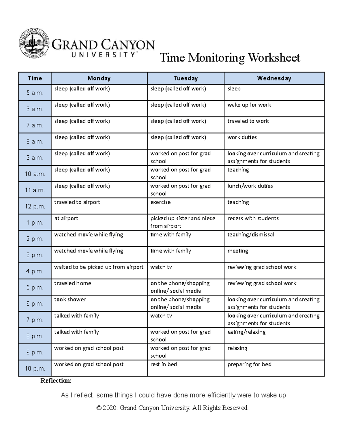 Dominick-Time Monitor Worksheet - Time Monitoring Worksheet Time Monday ...