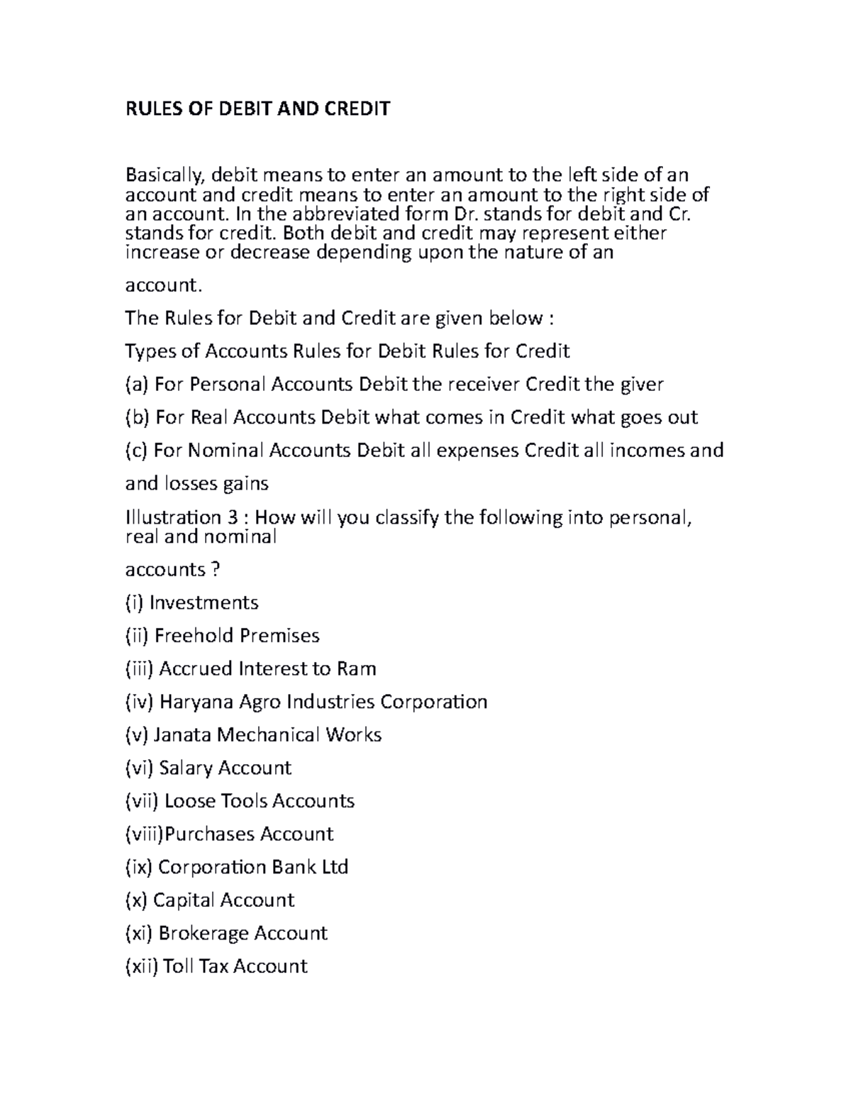 Rules OF Debit AND Credit and Meaning AND Format OF A Journal - RULES ...