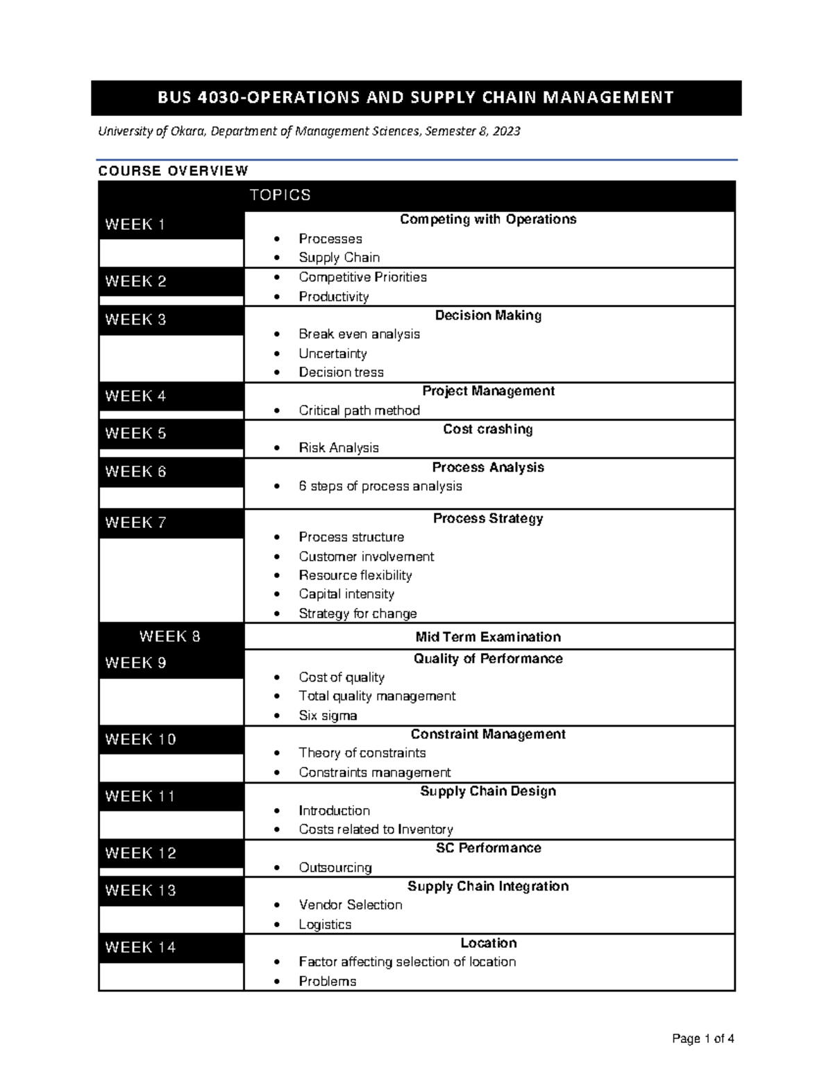 Op$scm-syllabus - Course outline - BUS 4030-OPERATIONS AND SUPPLY CHAIN ...
