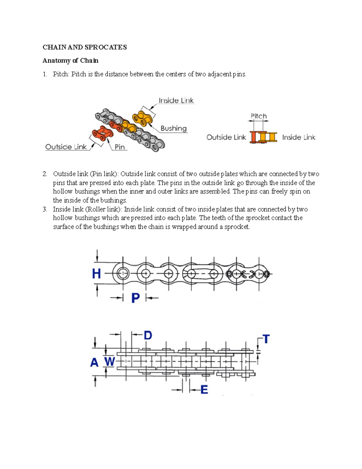 Chain AND Sprocates - CHAIN AND SPROCATES Anatomy of Chain Pitch: Pitch ...
