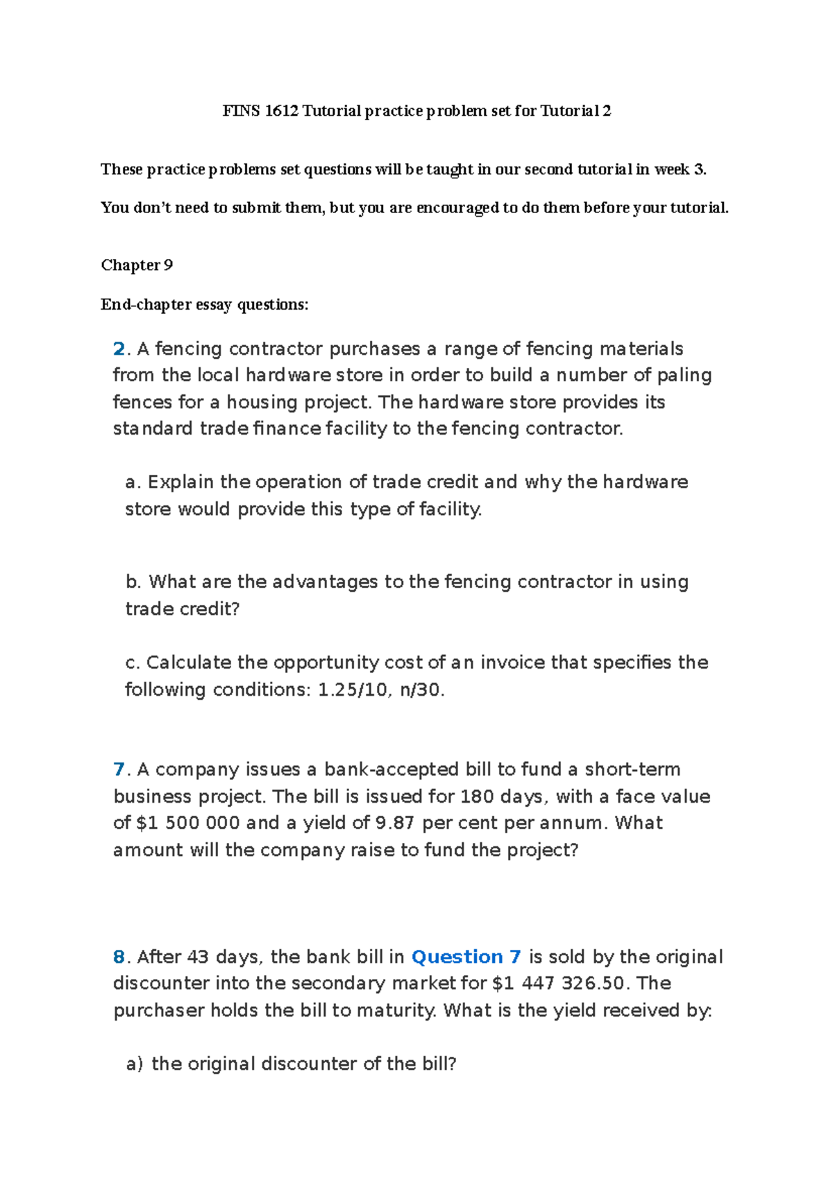 Tutorial practice problem set for Tutorial 2 - You don’t need to submit ...