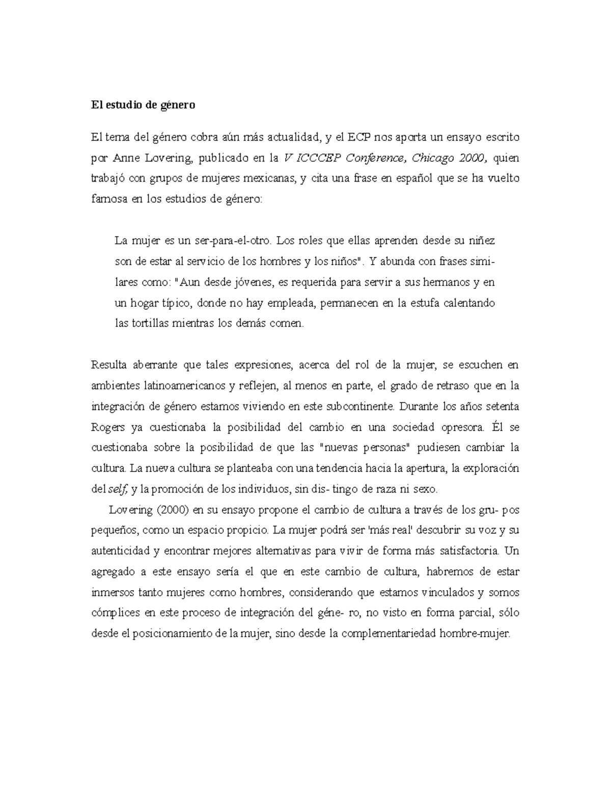 El estudio de género - Resumen Psicología y Vida - El estudio de género ...