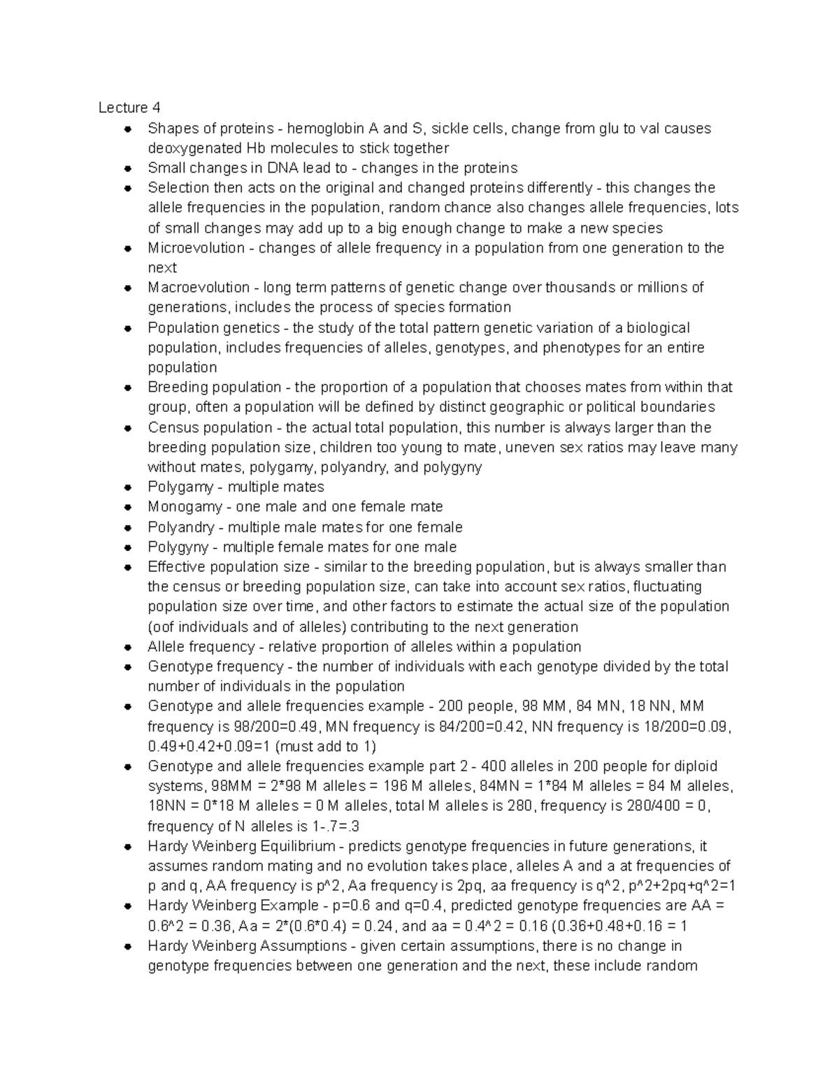 Lecture 4 - Lecture 4 Shapes of proteins - hemoglobin A and S, sickle cells, change from glu to ...