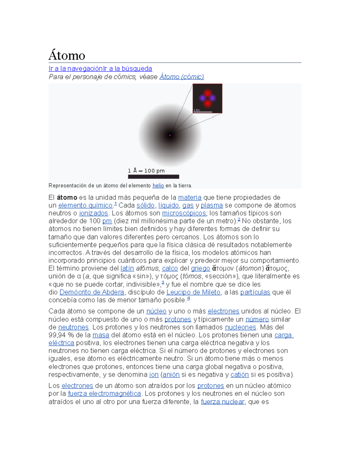 Átomo - Representación de un átomo del elemento helio en la tierra. El ...