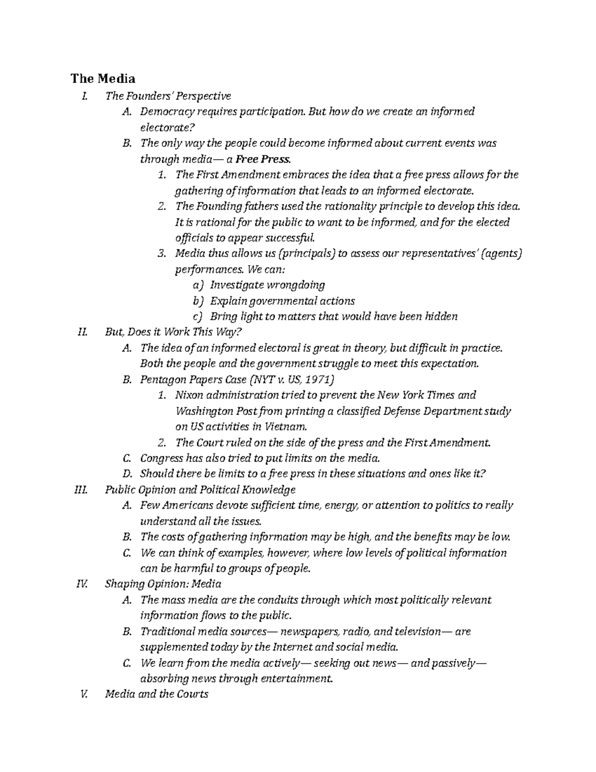 11 19 Media - Lecture notes 19 - The Media I. The Founders’ Perspective ...