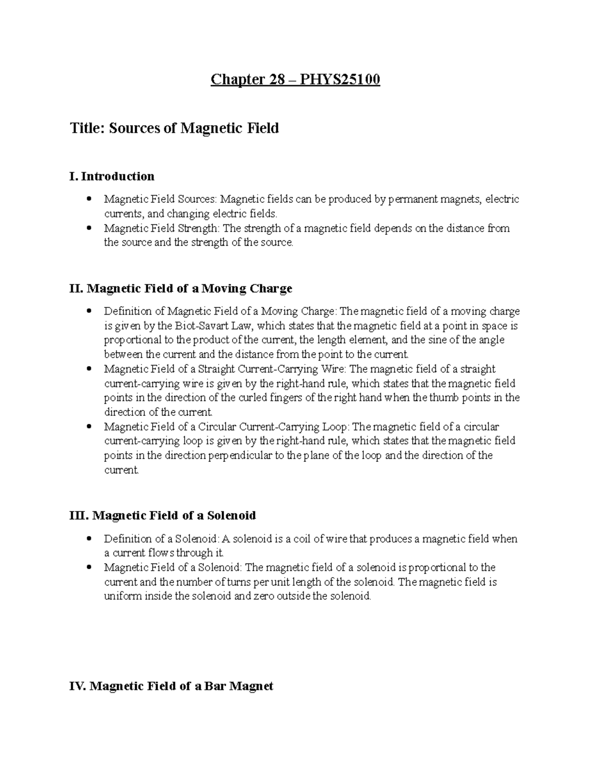 Chapter 28 - PHYS25100 - Summarized, detailed lecture notes - Professor ...