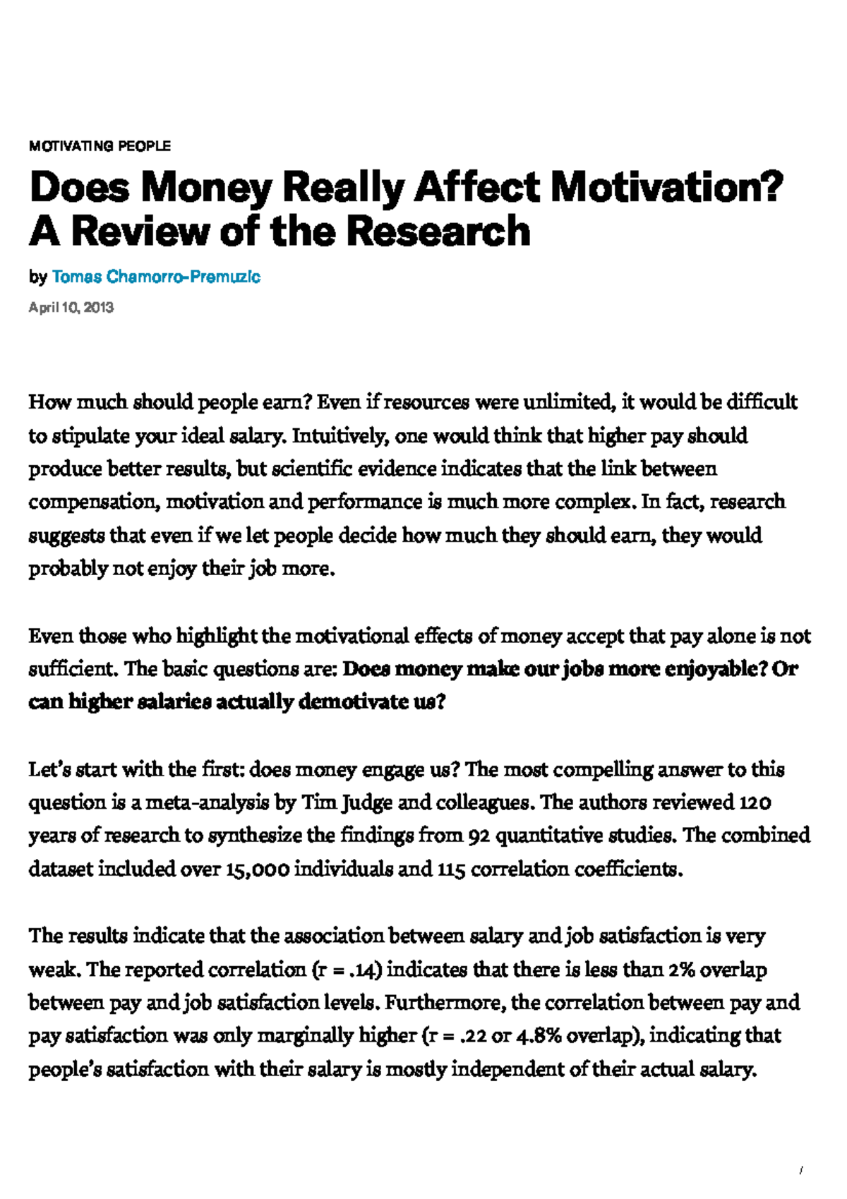 Does+Money+Really+Affect+Motivation +A+Review+of+the+Research ...