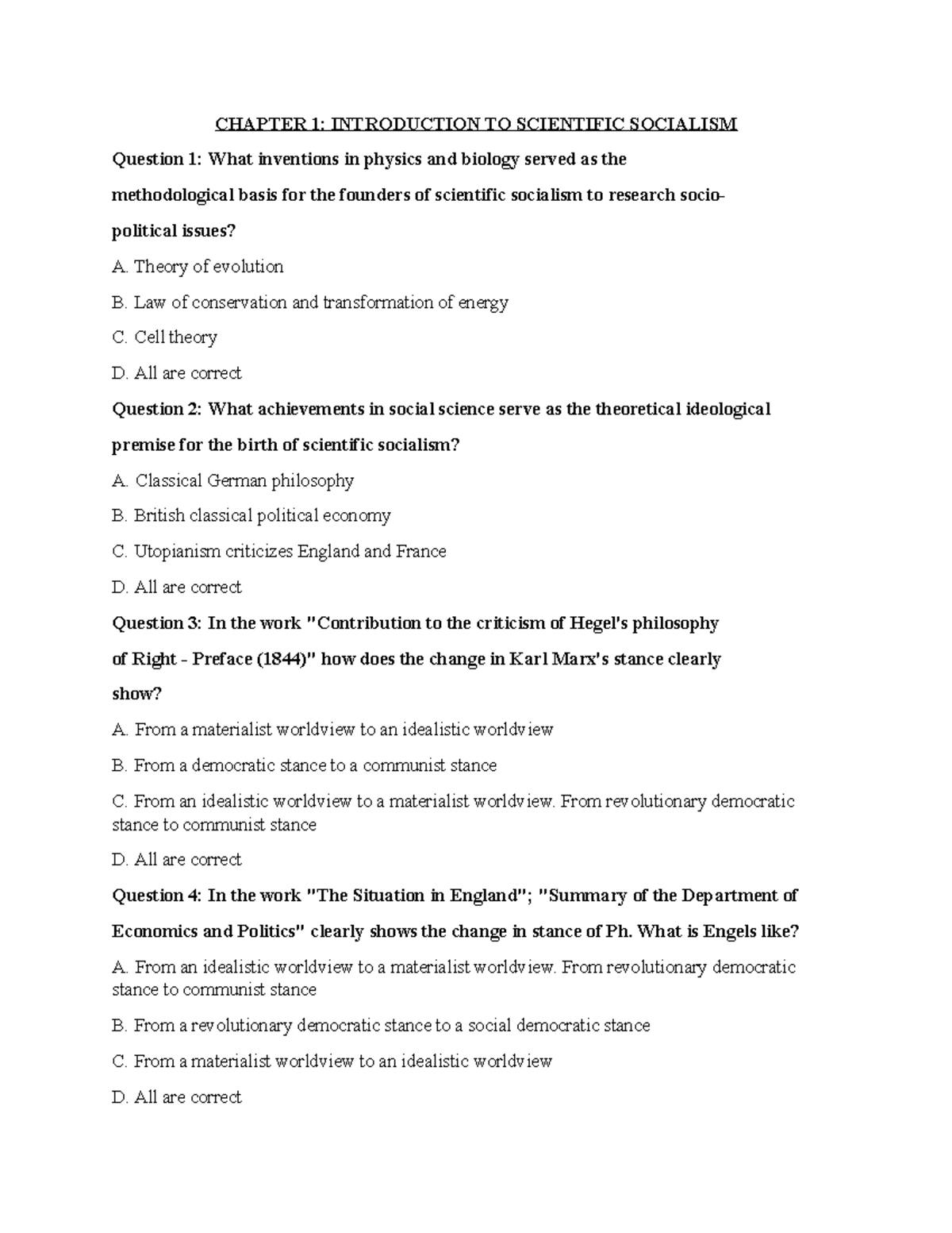 Chủ nghĩa Xã hội Khoa học - CHAPTER 1: INTRODUCTION TO SCIENTIFIC ...