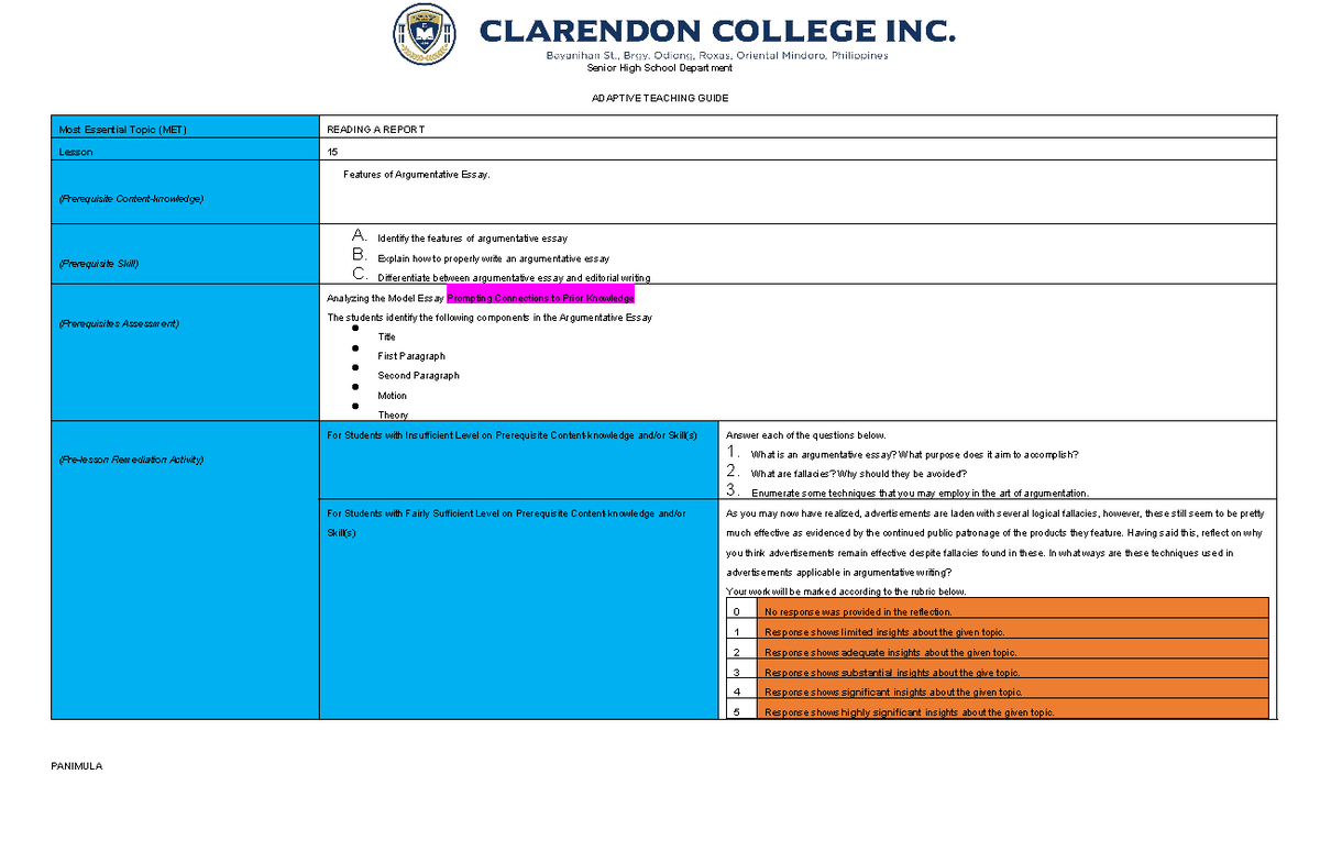 ATG- Reading A Report (EAPP) - Senior High School Department ADAPTIVE ...