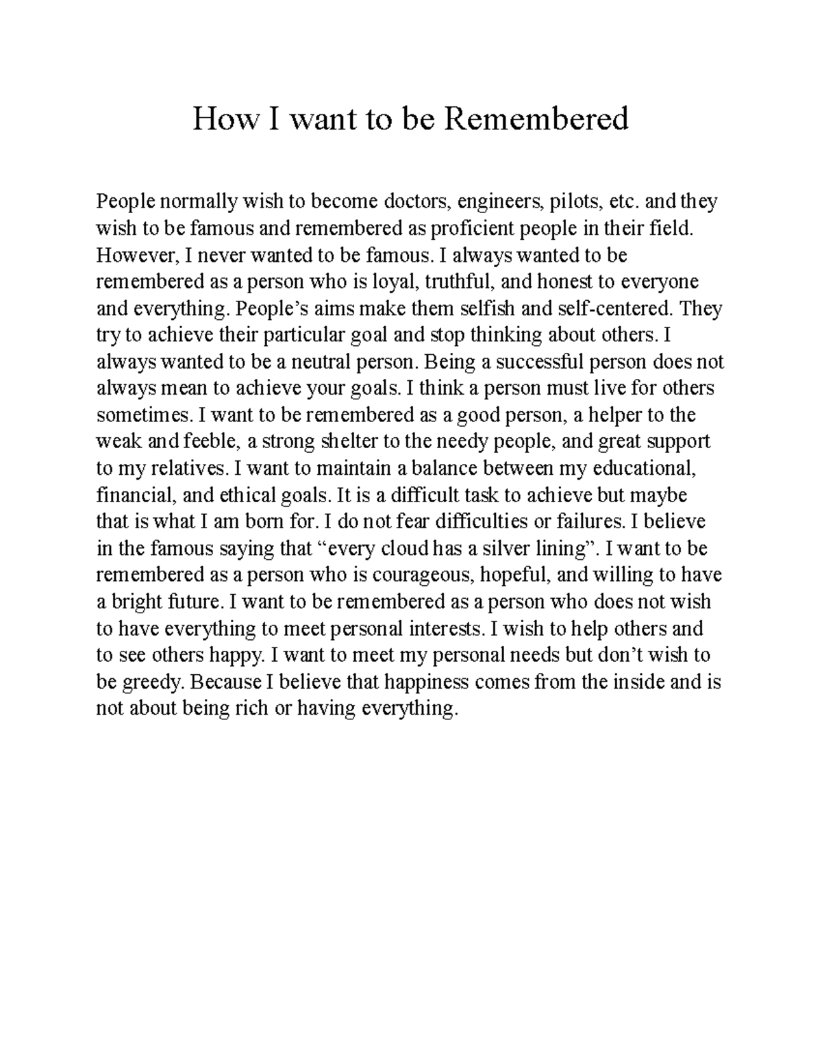 08 S3 - qwqetiurtyuyrtuyu - How I want to be Remembered People normally ...