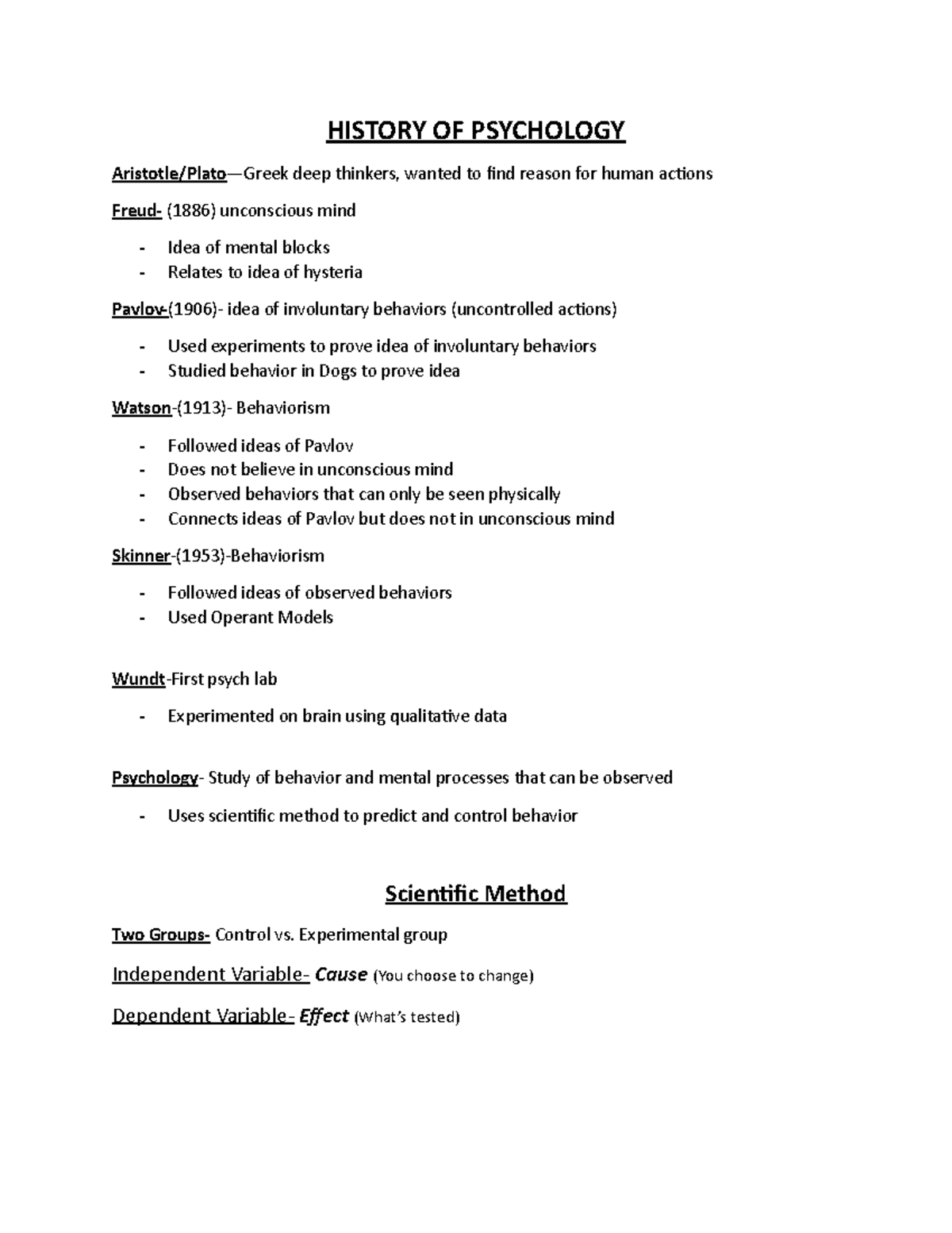 History OF Psychology - Lecture notes 1 - HISTORY OF PSYCHOLOGY ...