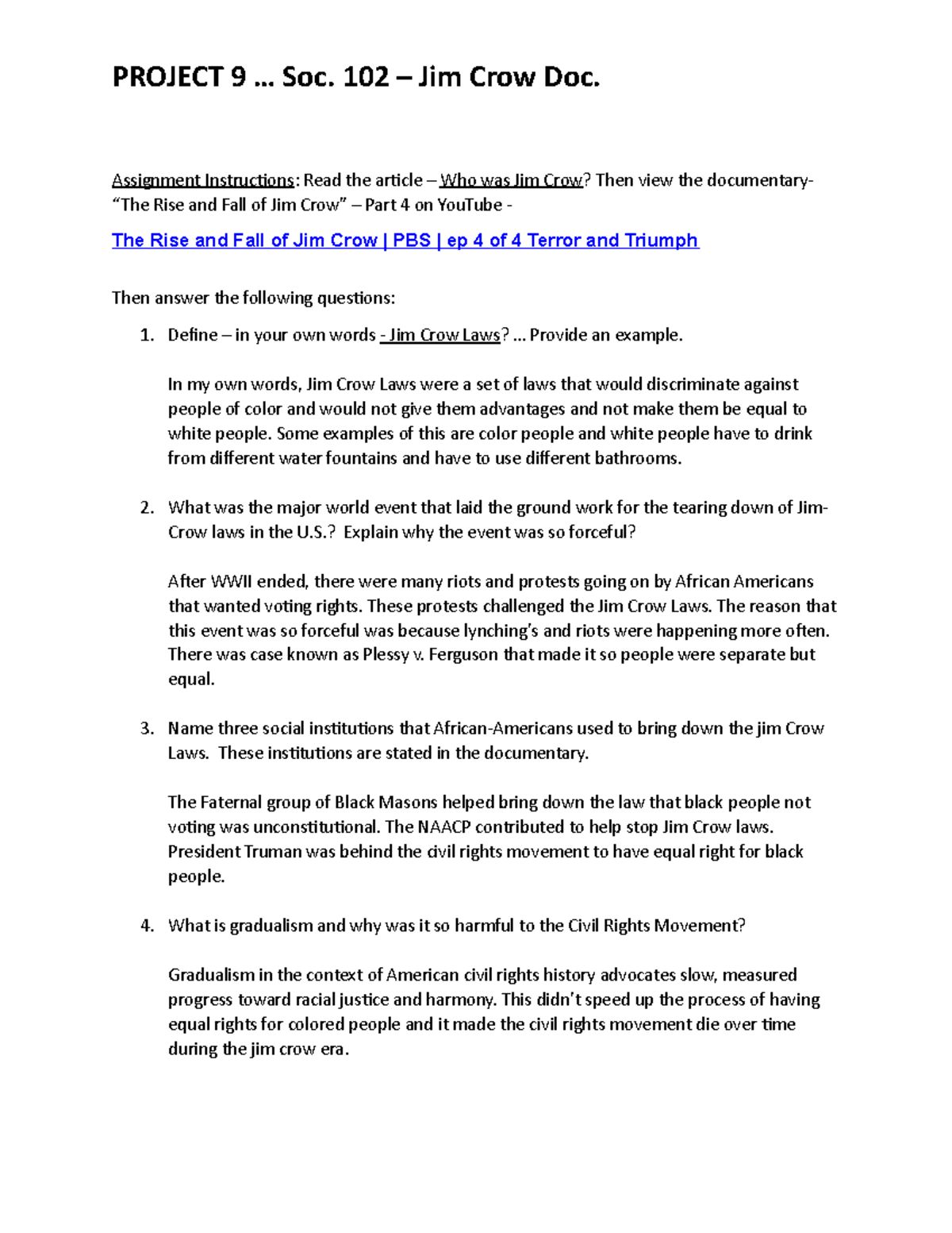 Project 9 - Jim Crow-Assign-Wksheet - PROJECT 9 ... Soc. 102 – Jim Crow ...