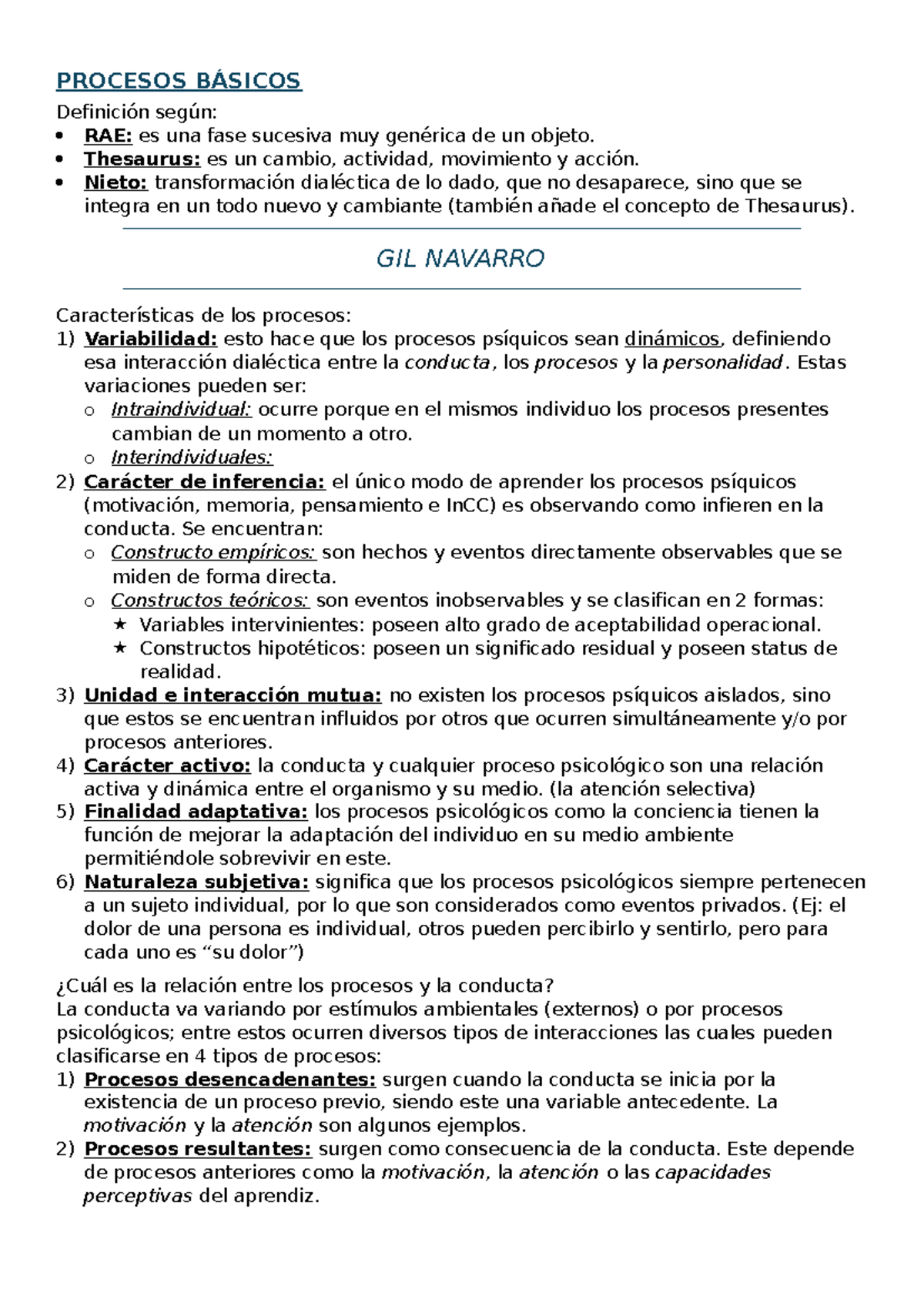 Resumen Procesos Básicos - PROCESOS BÁSICOS Definición según: RAE: es una fase sucesiva muy ...