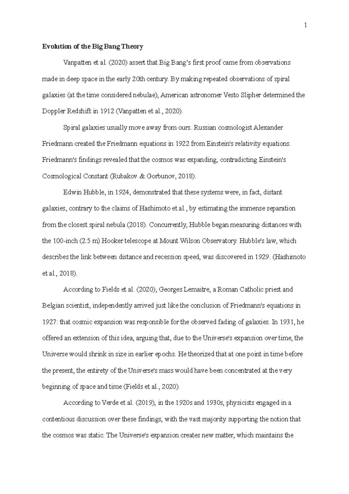History of the Big Bang Theory - 1 Evolution of the Big Bang Theory ...