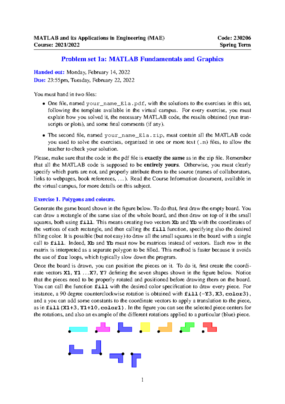 MAE Ex1a 2122b - E1 - MATLAB and its Applications in Engineering (MAE ...