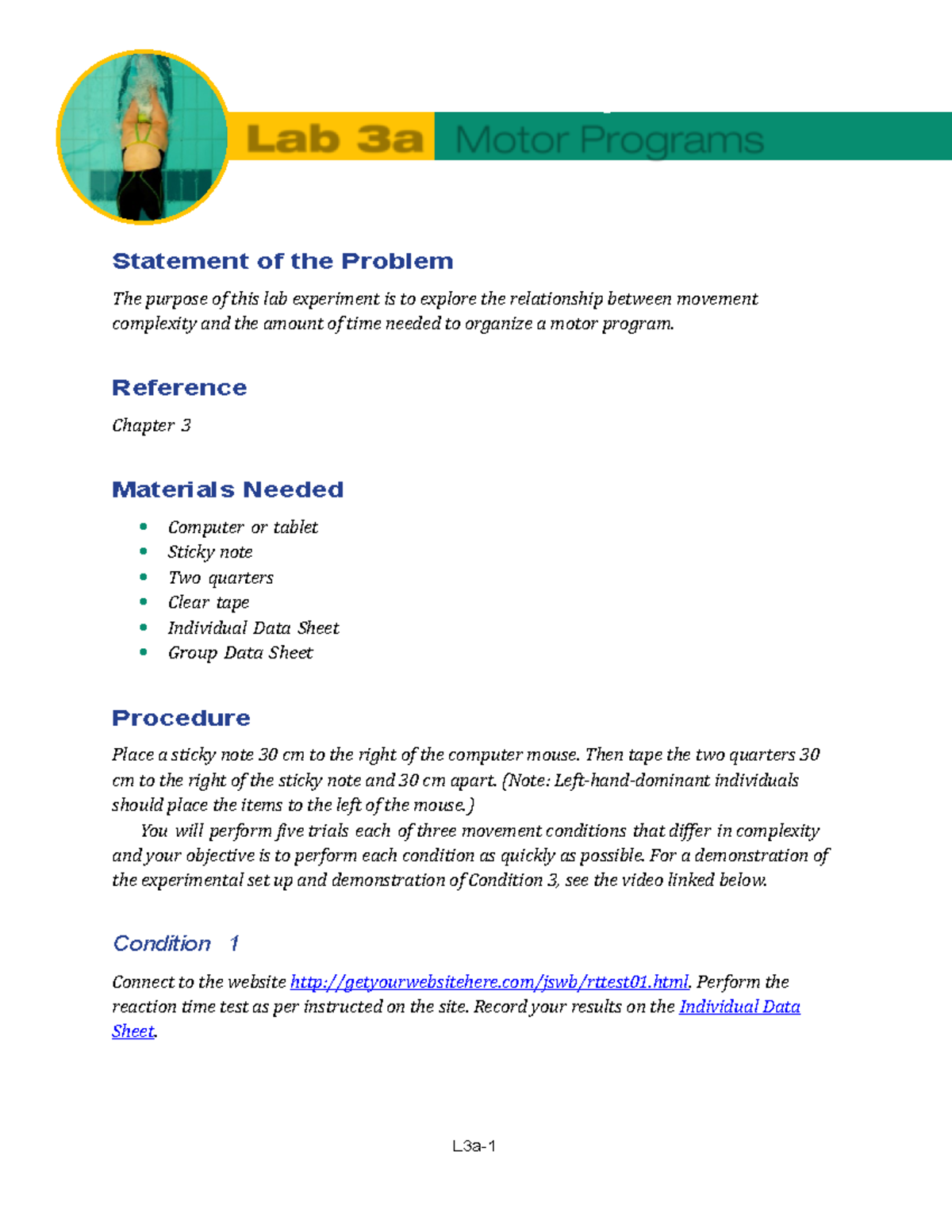 Lab03a Motor Programs - L3a- 1 Lab 3aMotor Programs Statement of the Problem The purpose of this ...