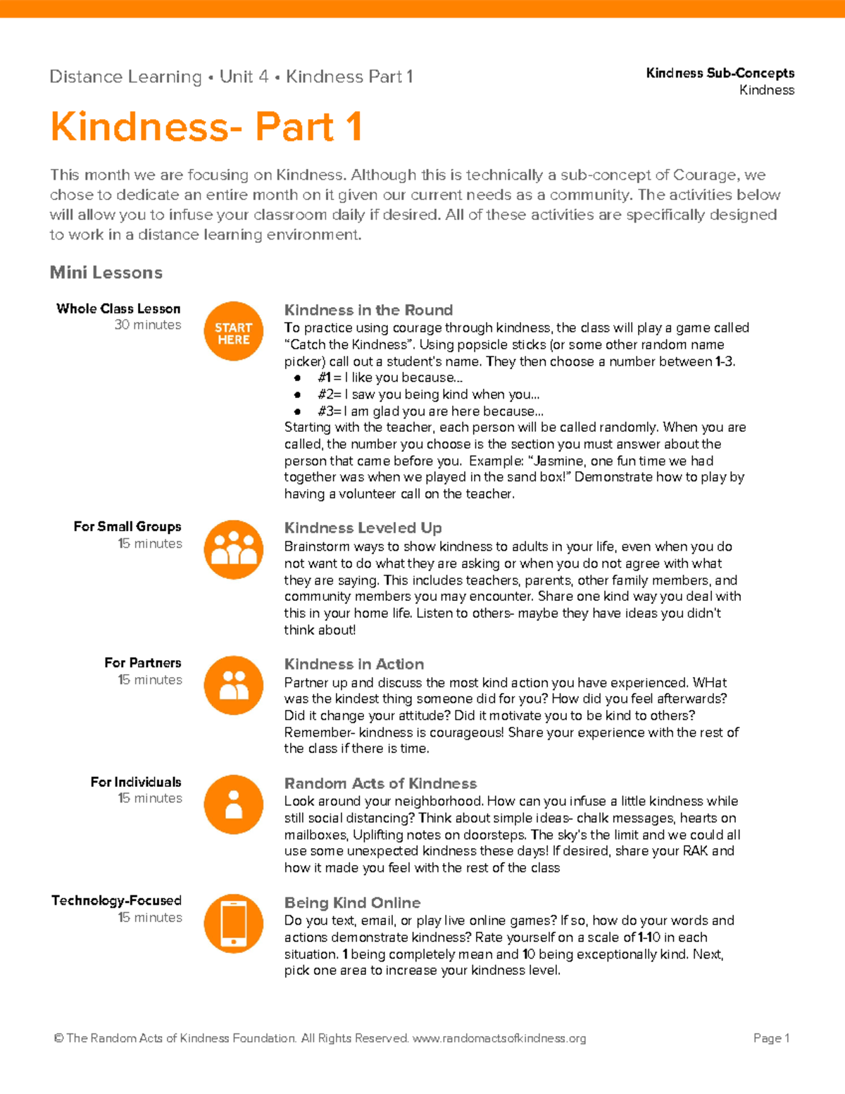 Distance Learning Mini-Lesson Kindness Part 1 - Distance Learning ...
