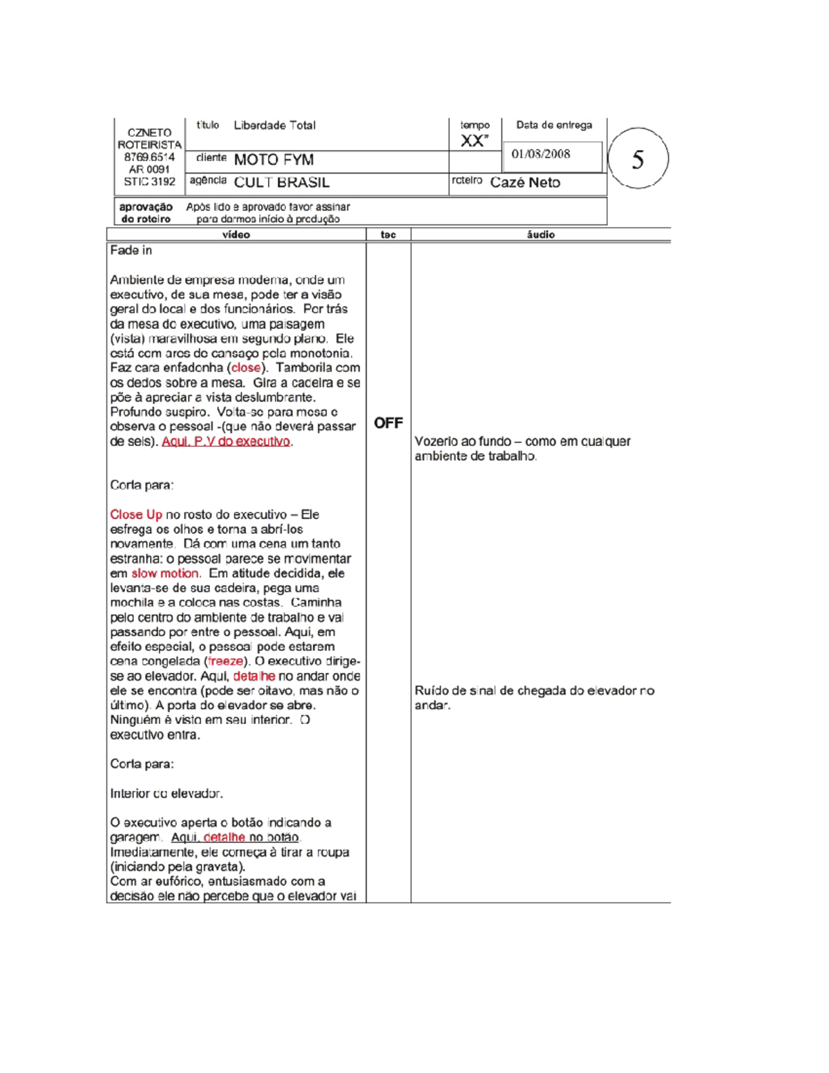 Figura 1 Modelo de Roteiro Publicitario - Introdução À Ciência Do ...