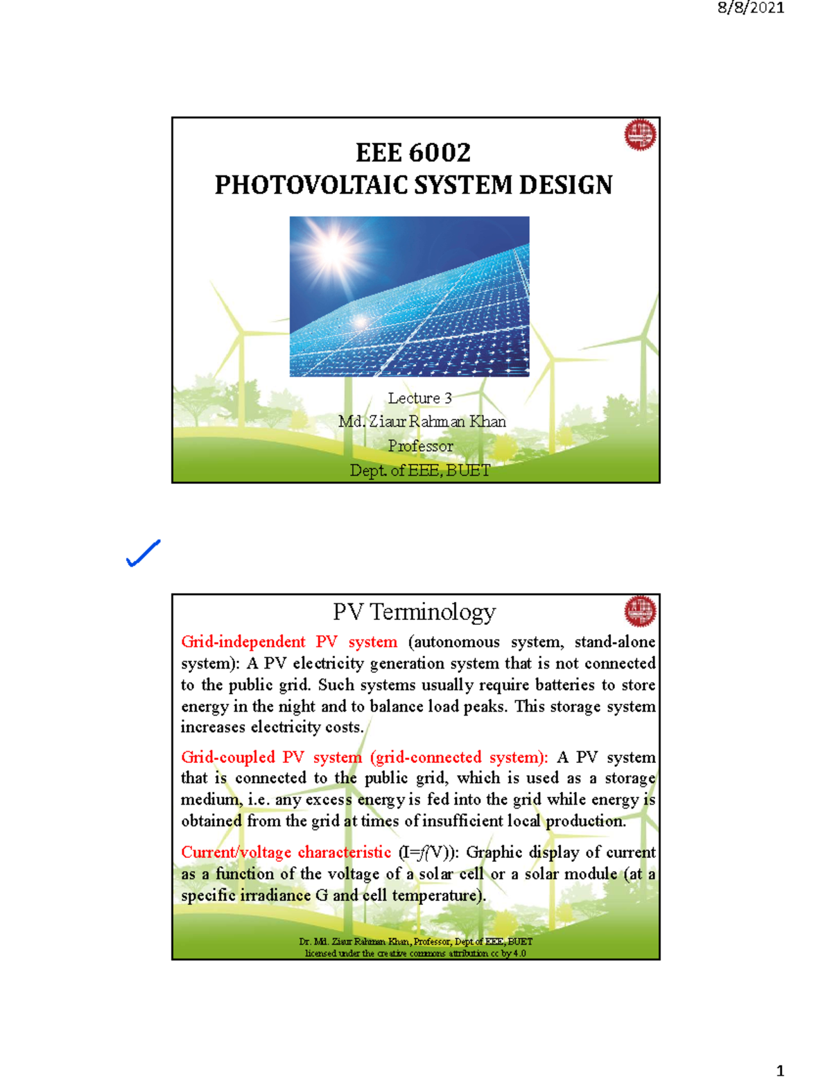 Lec 3 - Renewable Energy Course material - EEE 6002 PHOTOVOLTAIC SYSTEM ...