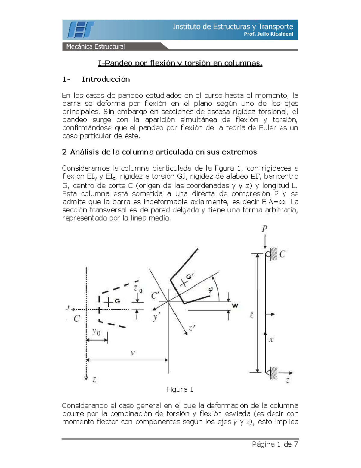 Apuntes de pandeo por flexo-torsion y pandeo lateral de vigas - I ...