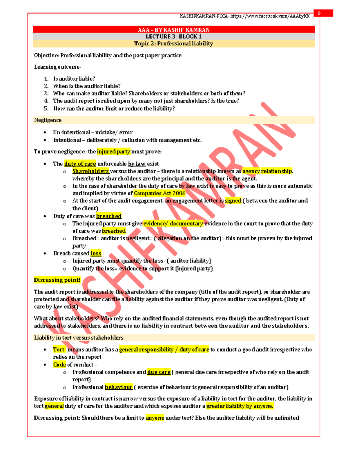 42596 - ACCA - AAA – BY KASHIF KAMRAN LECTURE 3- BLOCK 1 Topic 2 ...