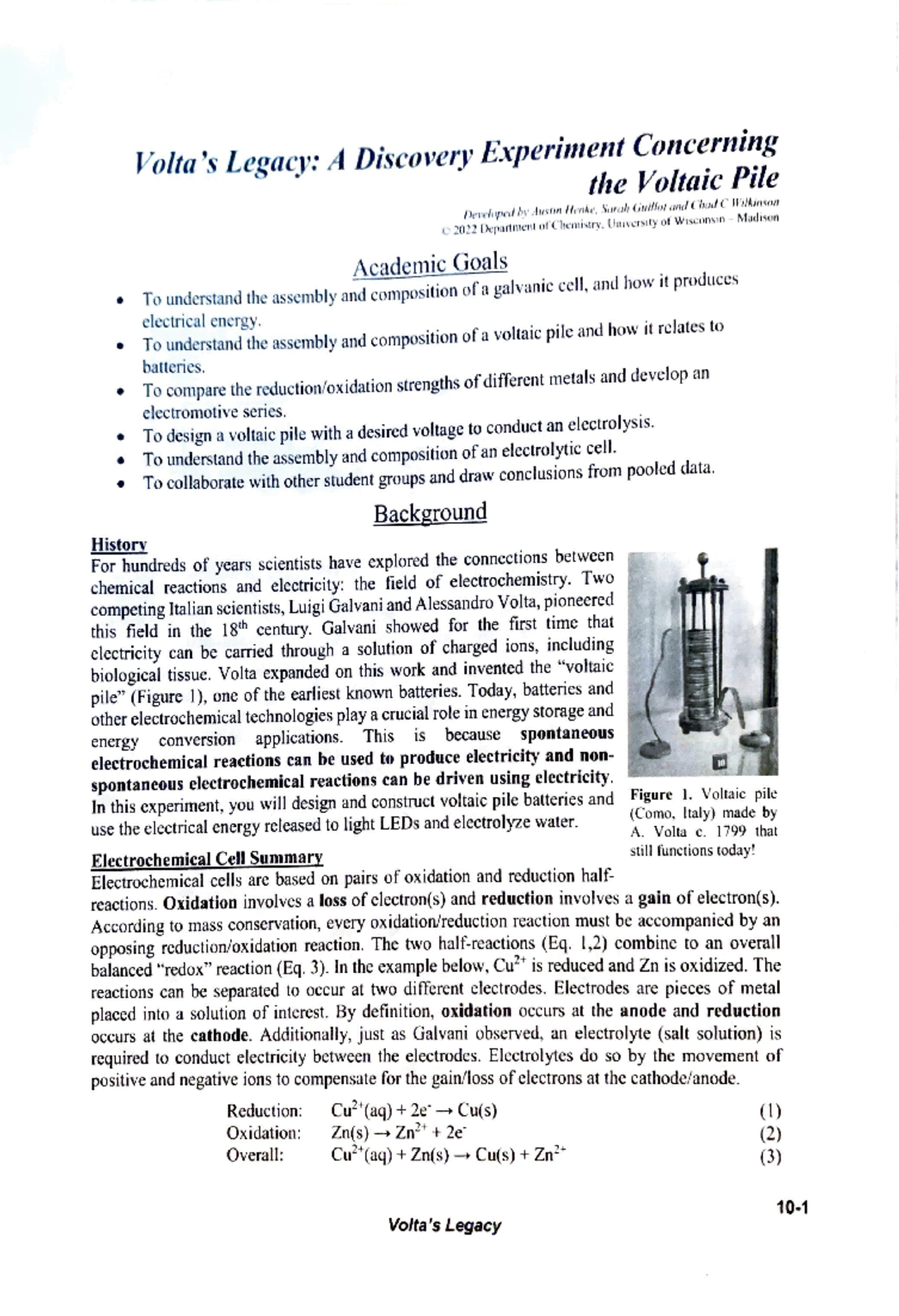 Lab 10: Volta's Legacy - CHEM 104 - Studocu