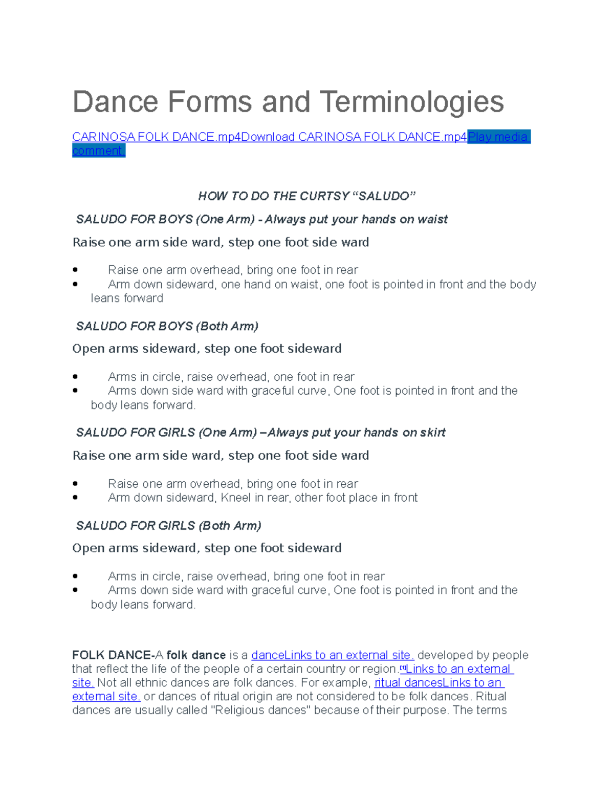 Dance Forms and Terminologies 2 - Dance Forms and Terminologies ...