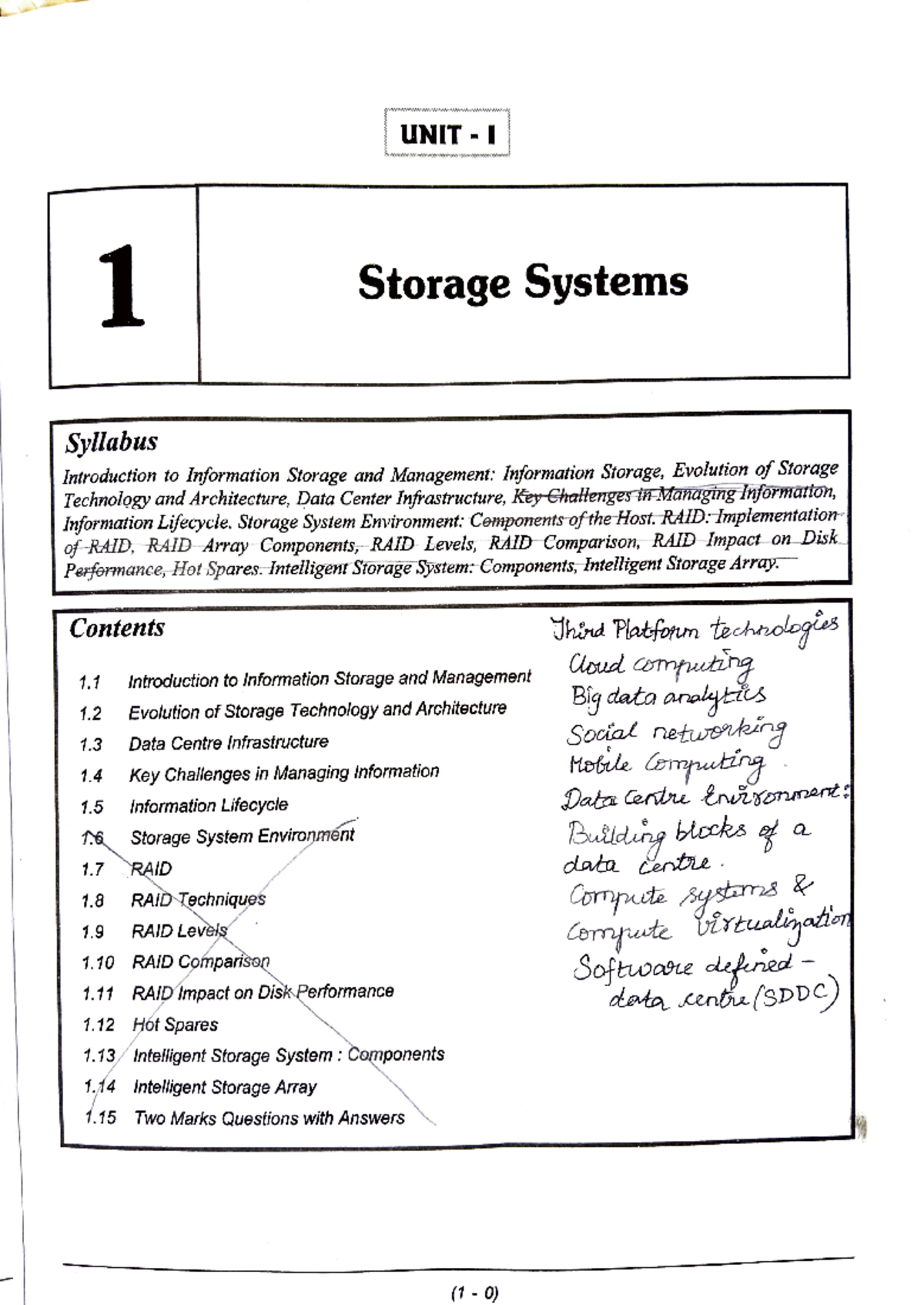 Storage technology - 1 Syllabus Contents Introduction to Information Storage and Management ...