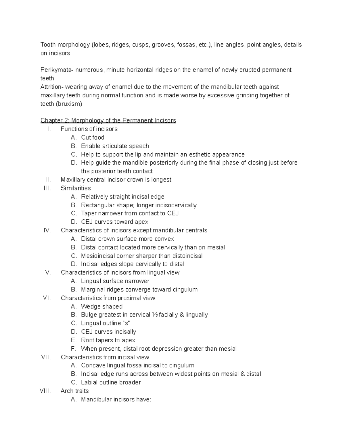 DH 206 Quiz 2 - Dental Hygiene Tooth Morphology notes from textbooks ...