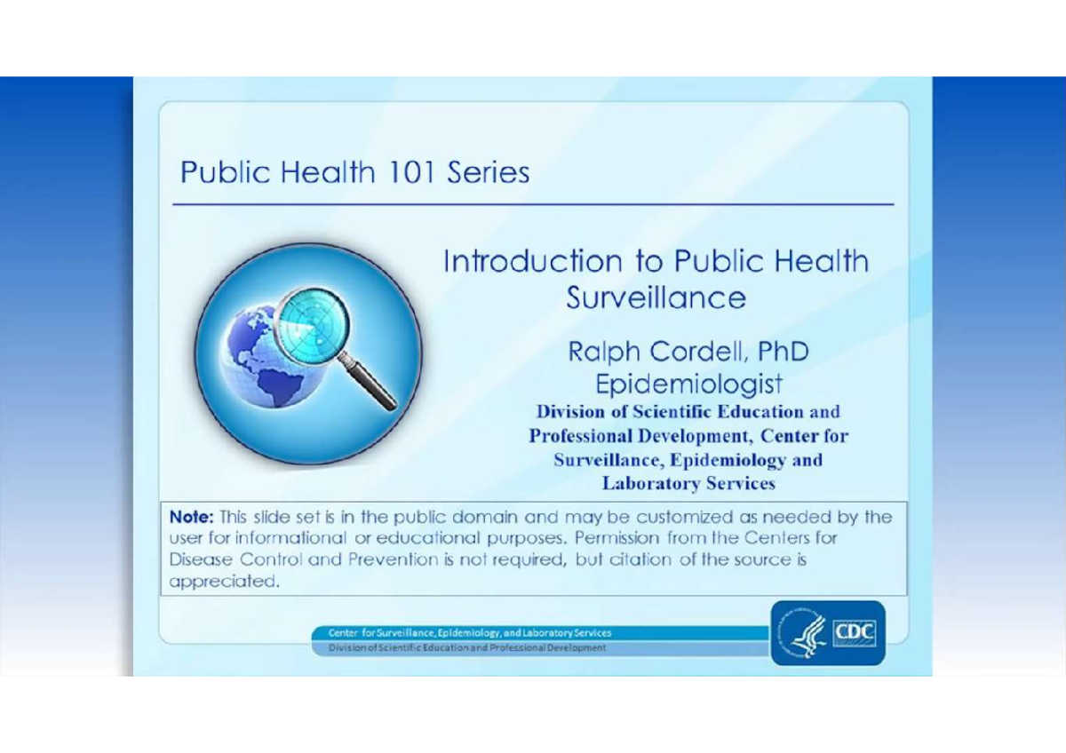 IPC 3 Public Health Surveiliance - Clinical Medicine 1 - Studocu