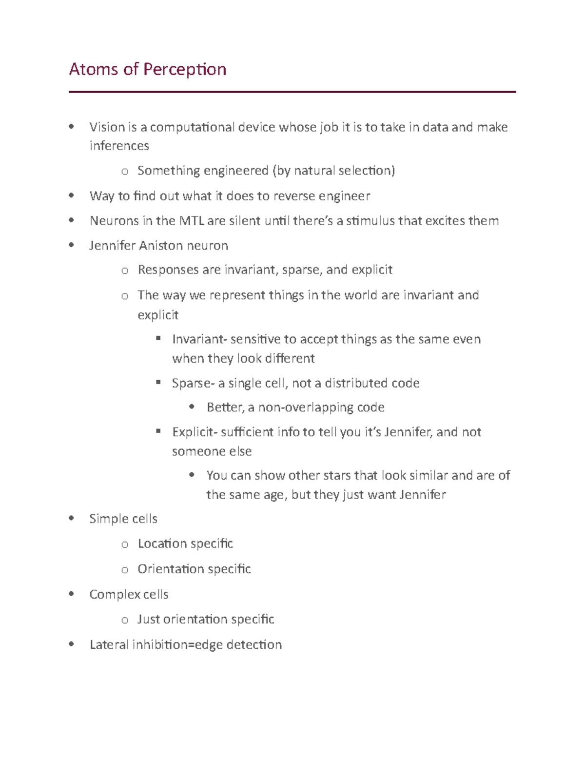 Atoms of Perception notes - Atoms of Perception Vision is a ...