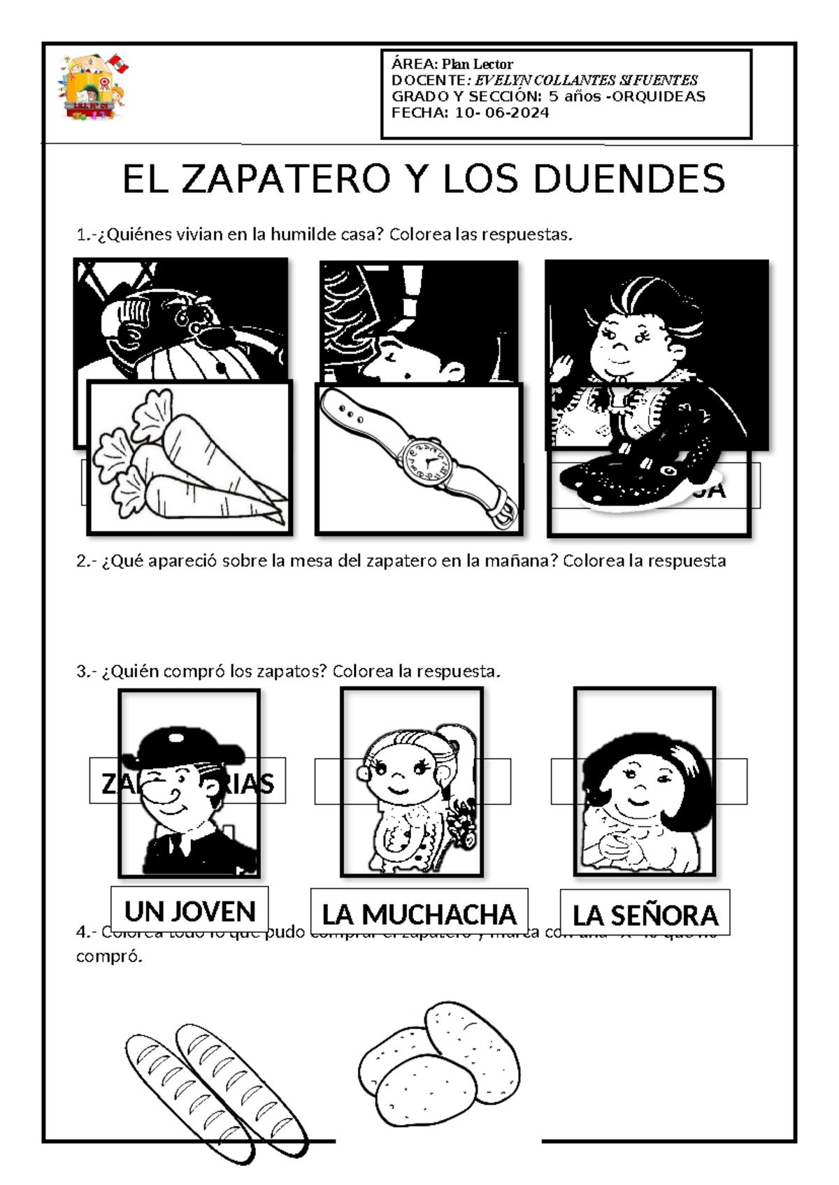 Ficha 6 - EL Zapatero Y LOS Duendes - ####### DOCENTE: EVELYN COLLANTES ...
