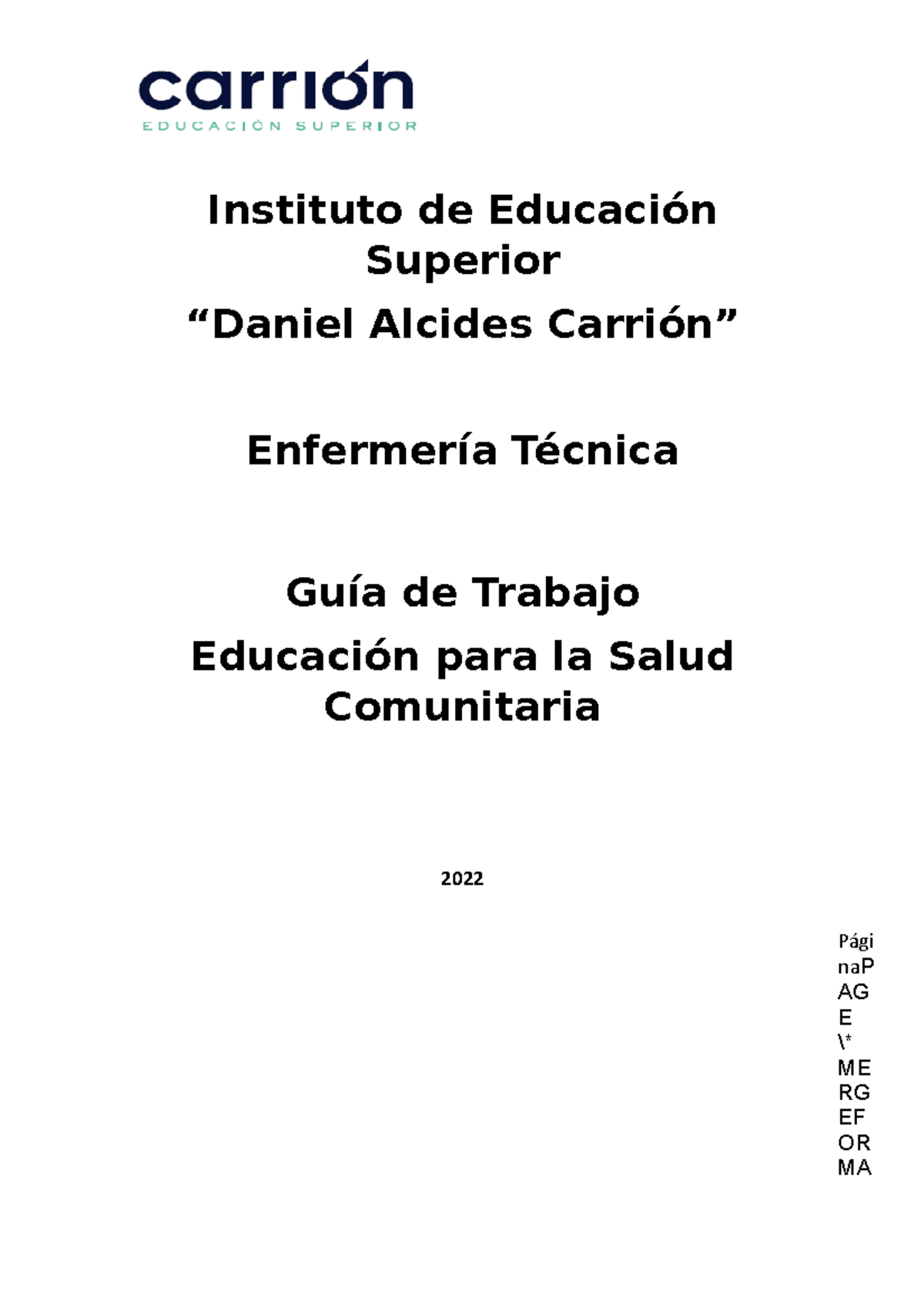 GT ENF I ESC 1 - JDNFJ - Instituto de Educación Superior “Daniel ...