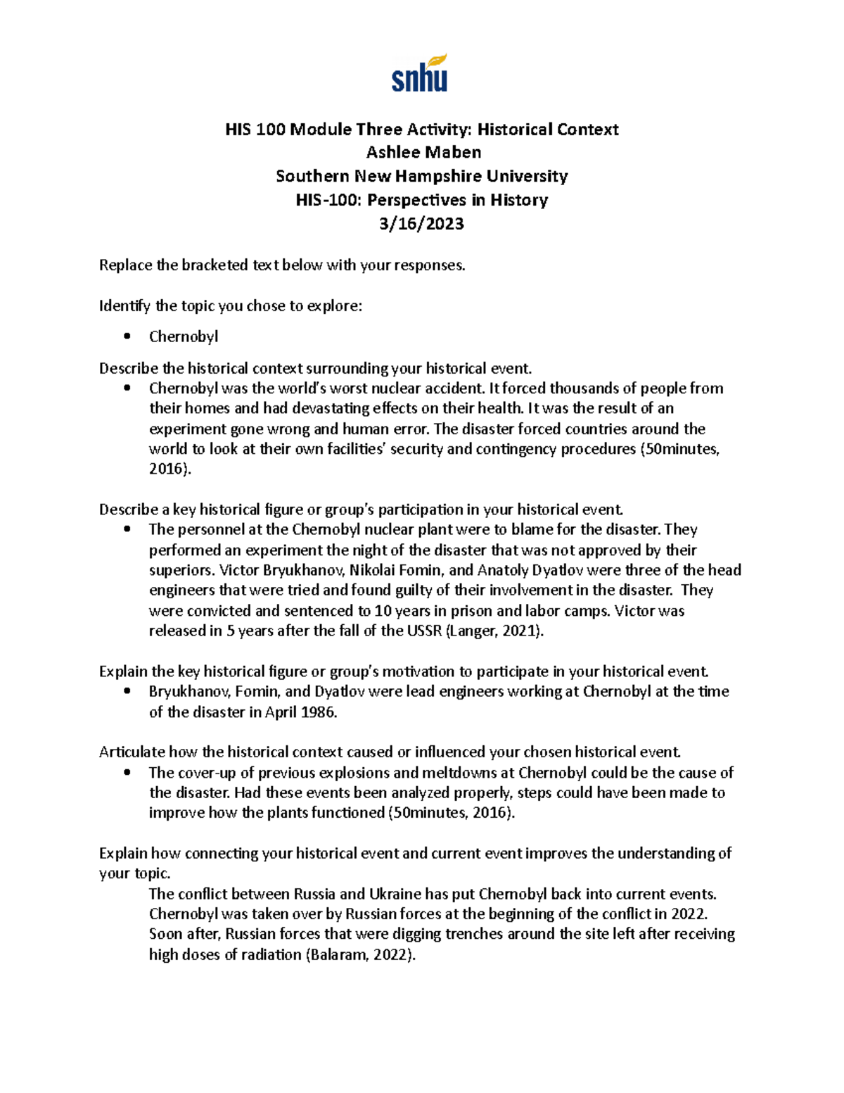 HIS 100 Module Three Activity Context - HIS200 - SNHU - Studocu