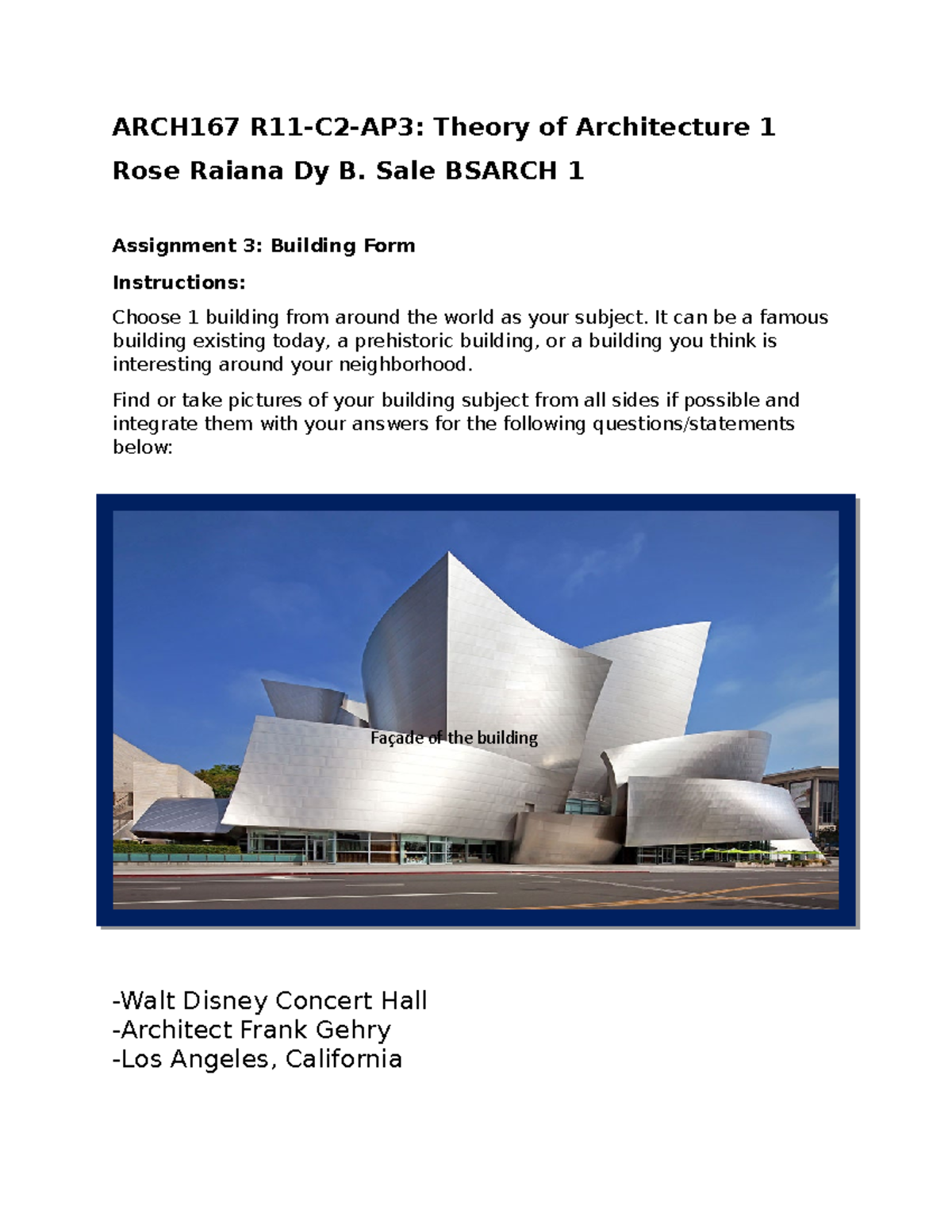 Assignment 3 R11-C2-AP3(Familyname) - ARCH167 R11-C2-AP3: Theory of ...