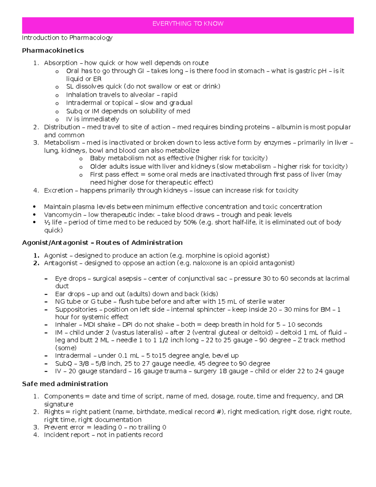 Pharm Bible review for cms - Introduction to Pharmacology ...