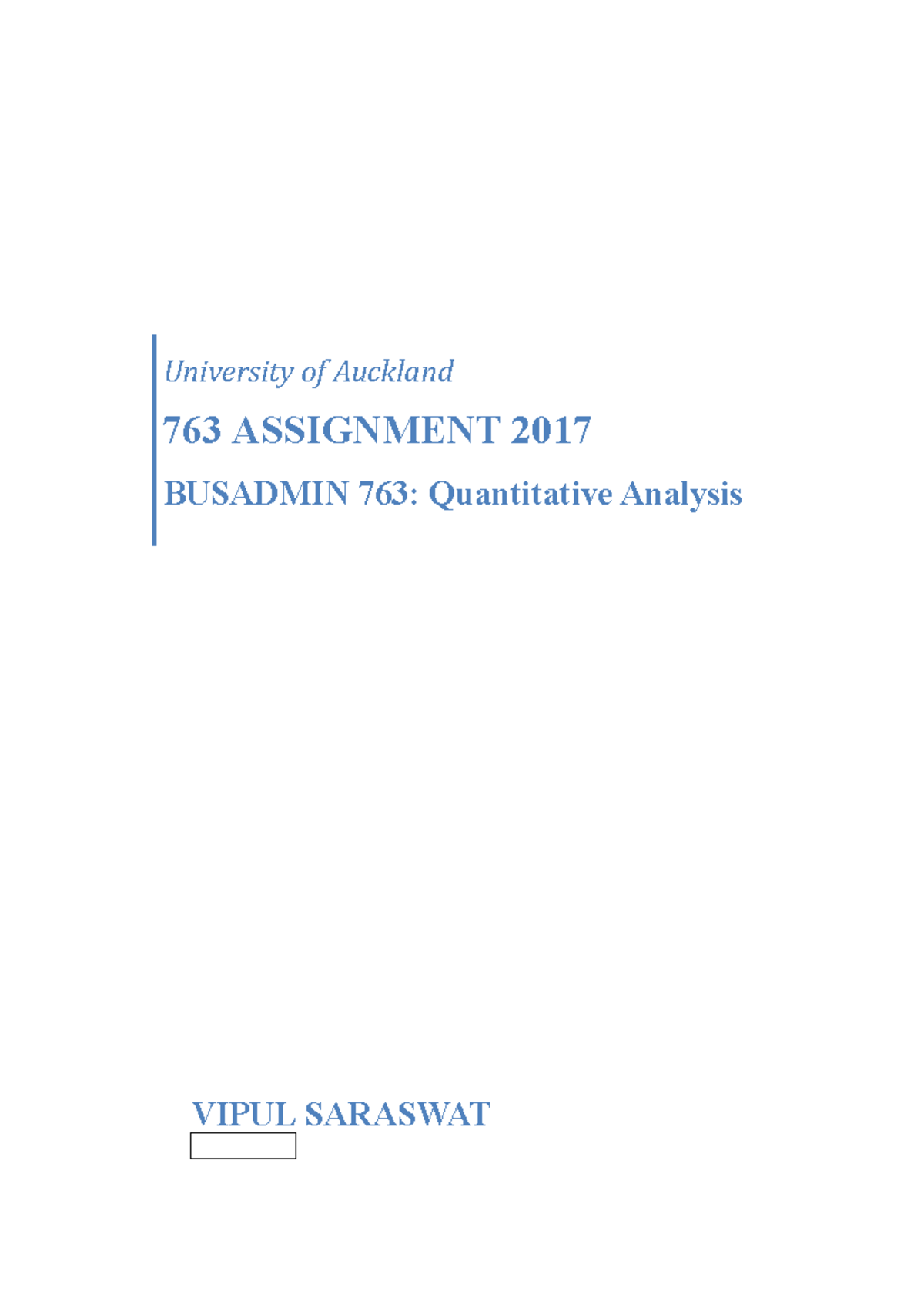 Assignment 1 University Of Auckland 763 Assignment 2017 Busadmin 763