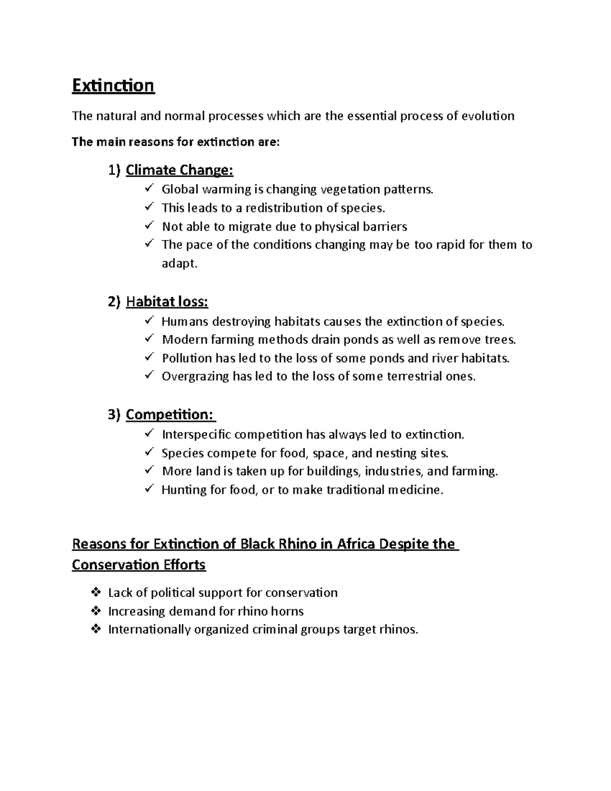 Extinction due to environmental factors - Extinction The natural and ...
