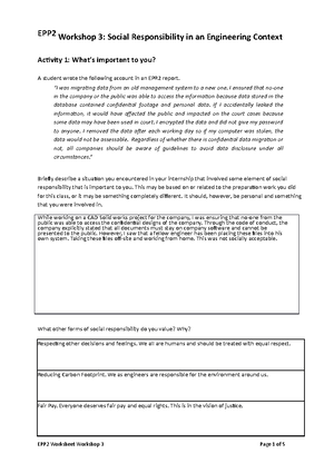EPP2 Worksheet Workshop 1 AUT20 - EPP Workshop 1 Worksheet Acivity 1 ...