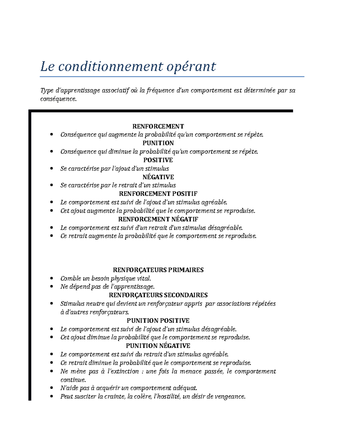 Exercices conditionnement operant - Le conditionnement opérant Type d ...