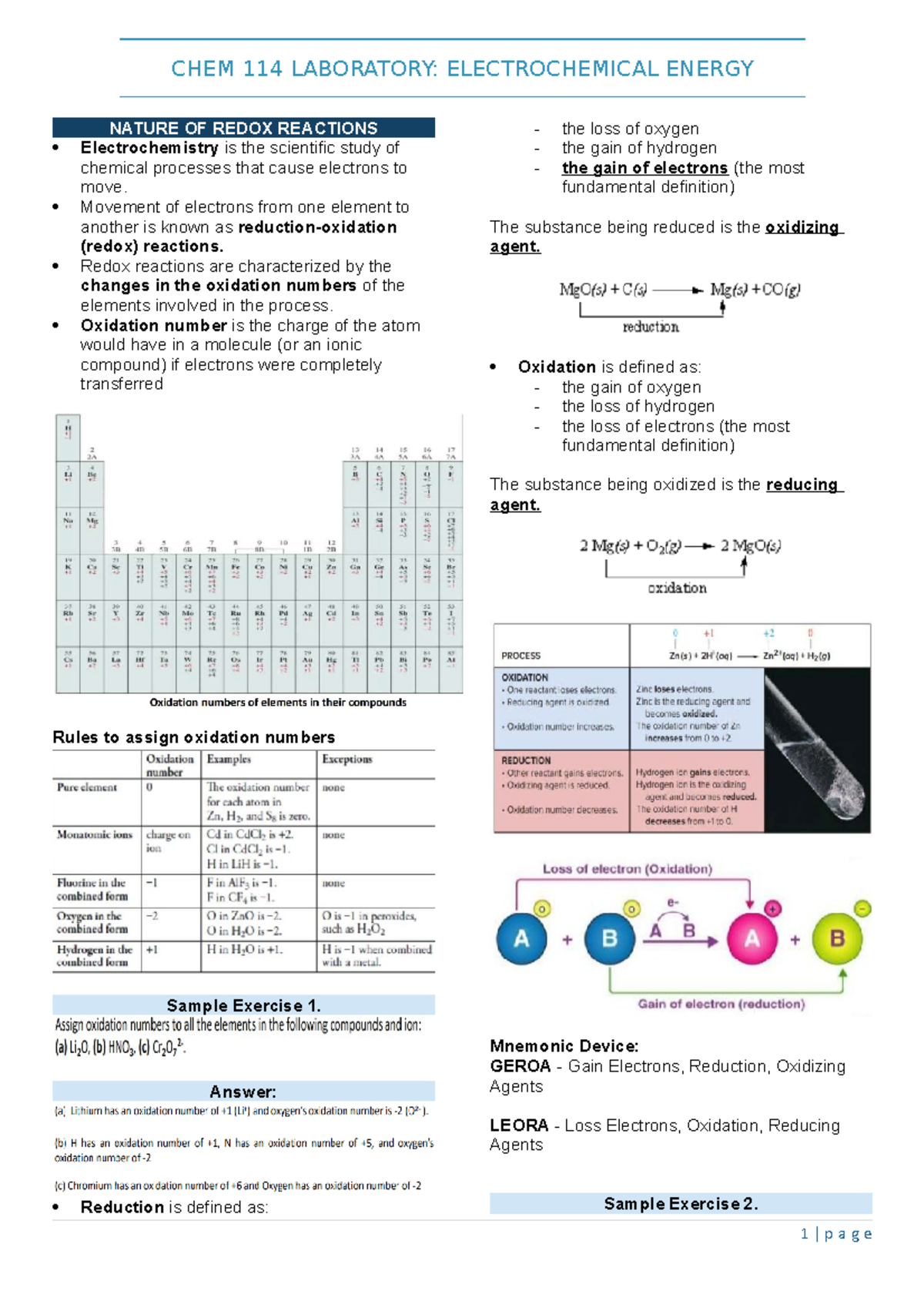 Electrochemical energy - NATURE OF REDOX REACTIONS Electrochemistry is ...