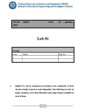 LAB2 - EE122 Computer Architecture and Logic Design lab report. - Department of Electrical - Studocu